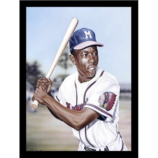 Buy Art For Less Hank Aaron On Deck Framed On Paper by Darryl Vlasak ...