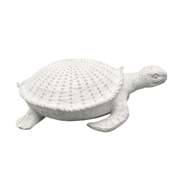 Bayou Breeze White Distressed Ceramic Turtle Figurine - Contemporary ...