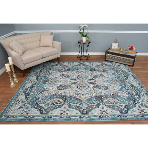 Bungalow Rose Mosely High-Low Silver Area Rug | Wayfair