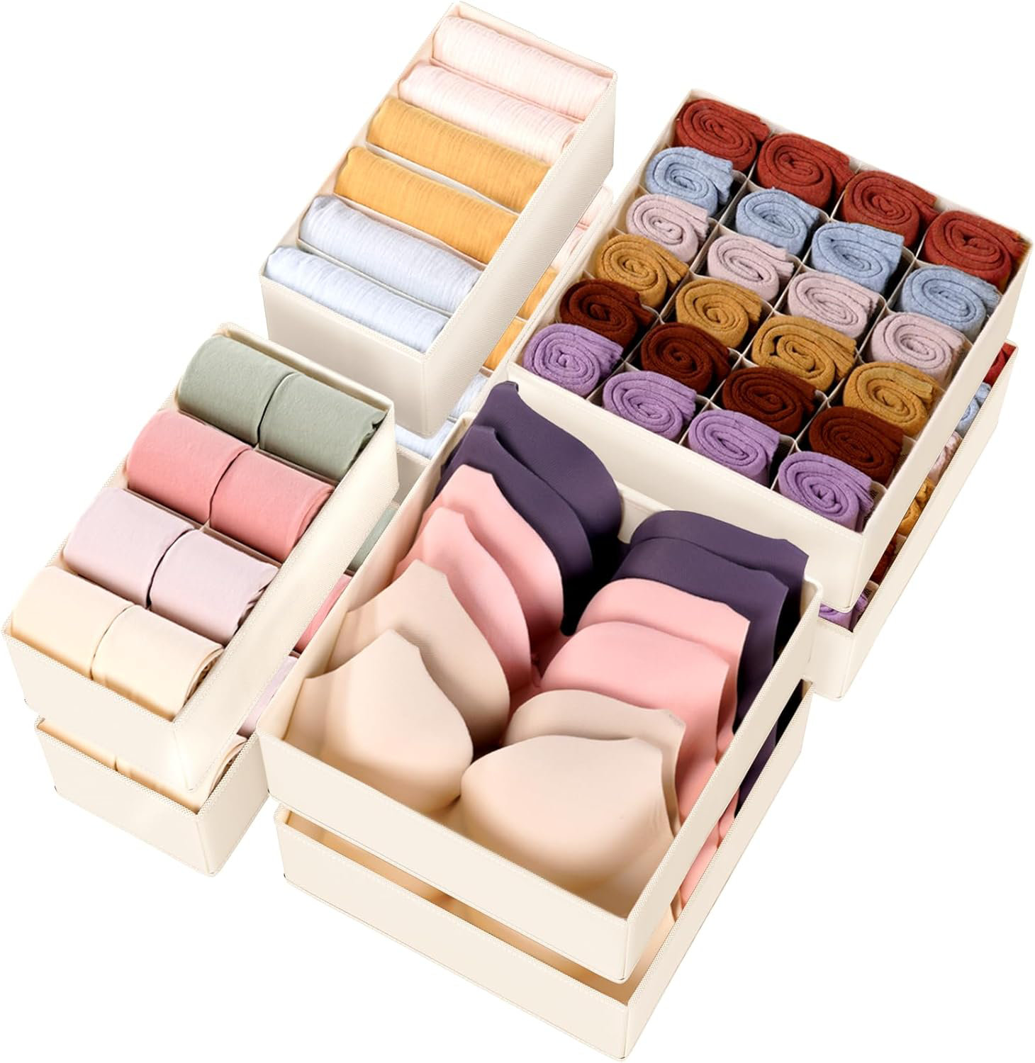 Latitude Run® Underwear Sock Drawer Organizer Dividers 8 Set, Foldable ...