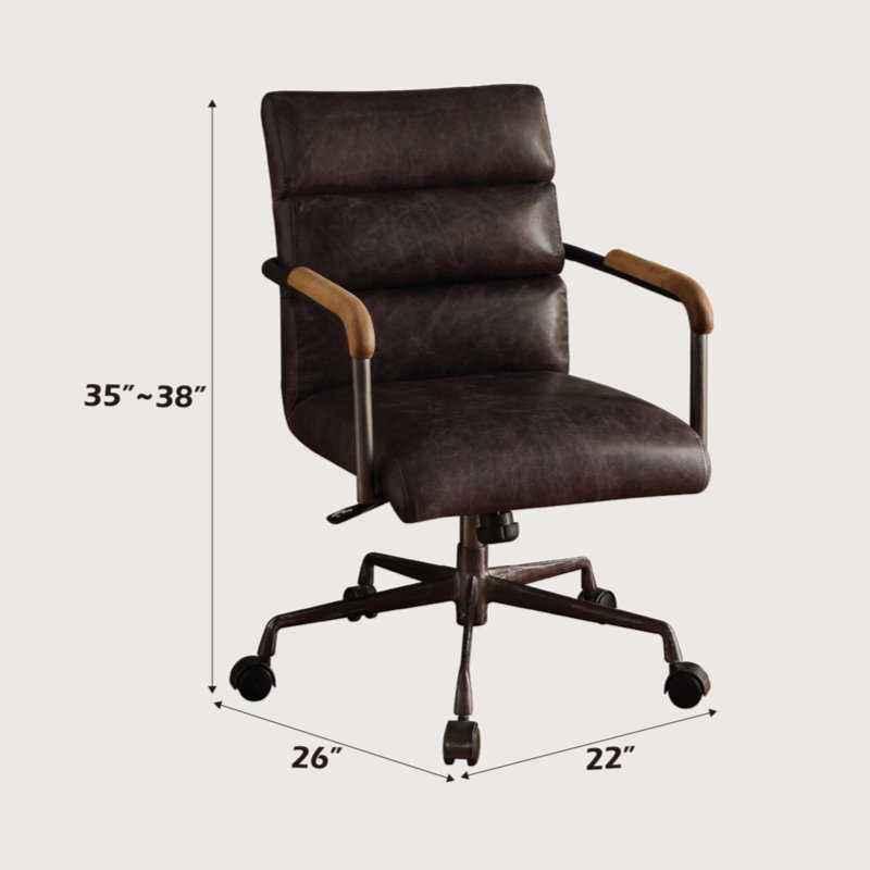 17 Stories Antique Slate Top Grain Leather Office Chair | Wayfair