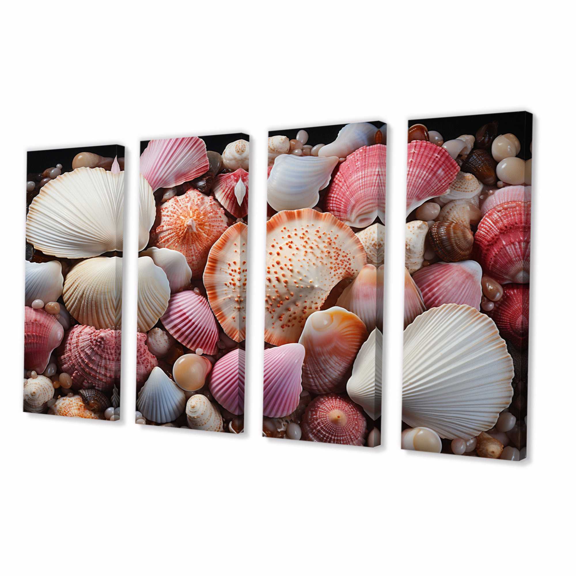 Design Art Pink White Shells Seashore Collage I - Animals Wall Art ...