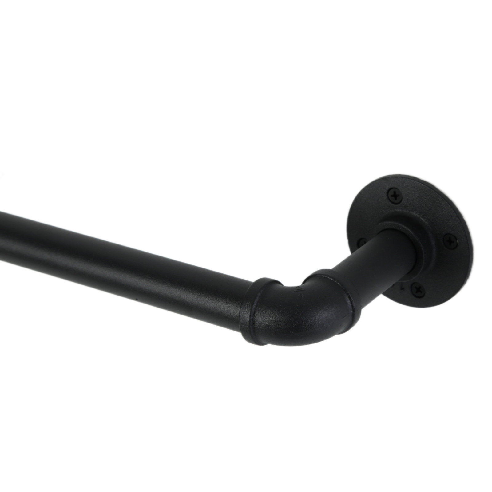 Williston Forge Black Wrap Around Curtain Rods For Windows Matte Black ...