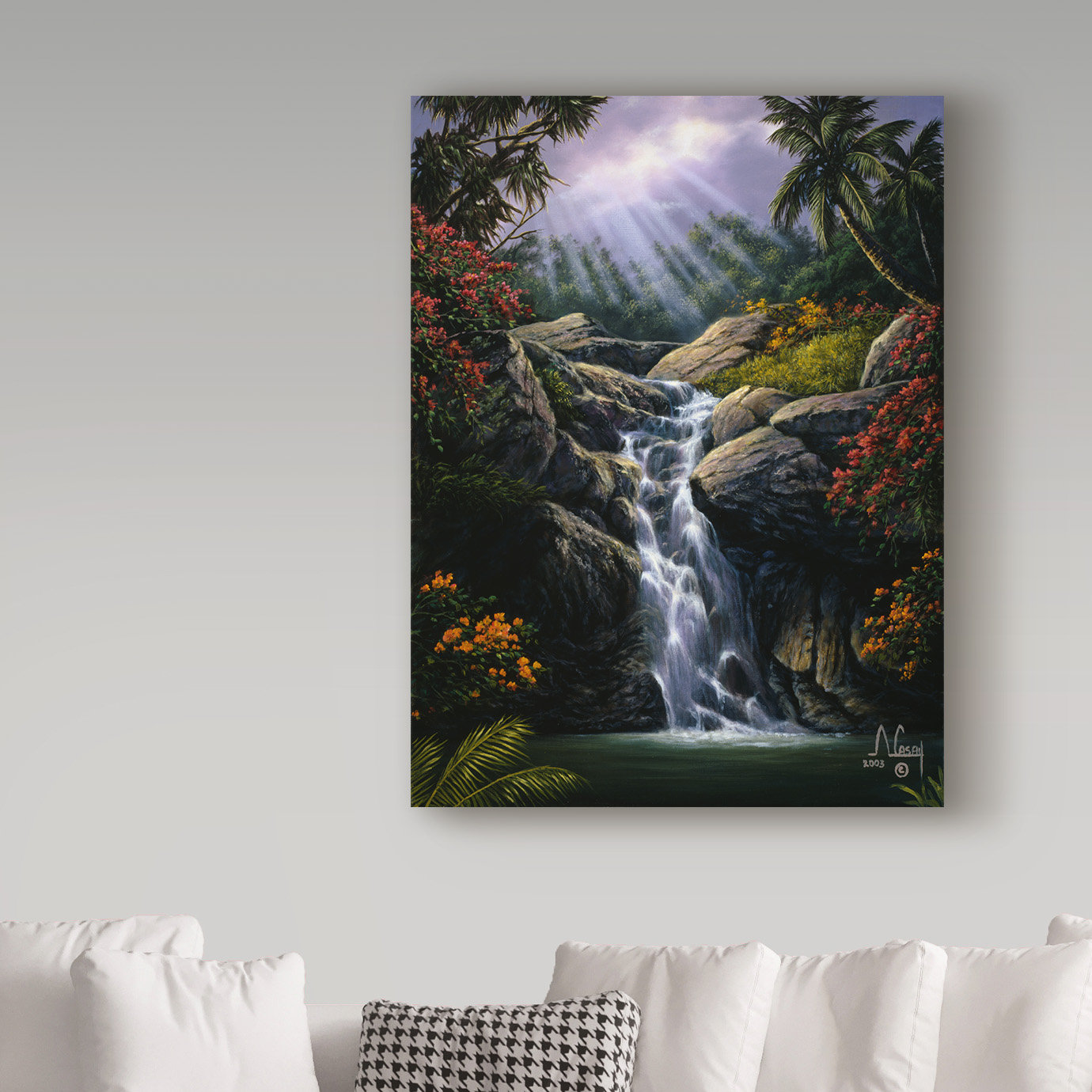 Trademark Fine Art 'Waterfall 2' Oil Painting Print on Wrapped Canvas ...