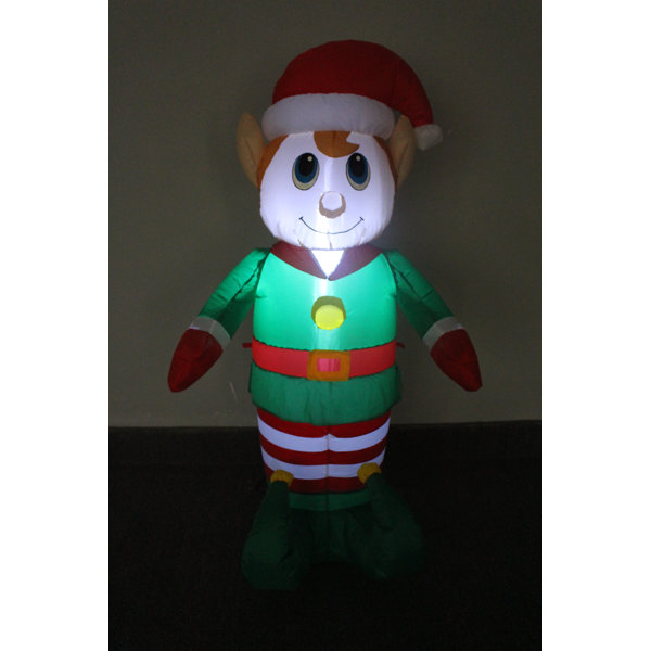 The Holiday Aisle® 4 Foot Tall Lighted Christmas Inflatable Elf Indoor ...