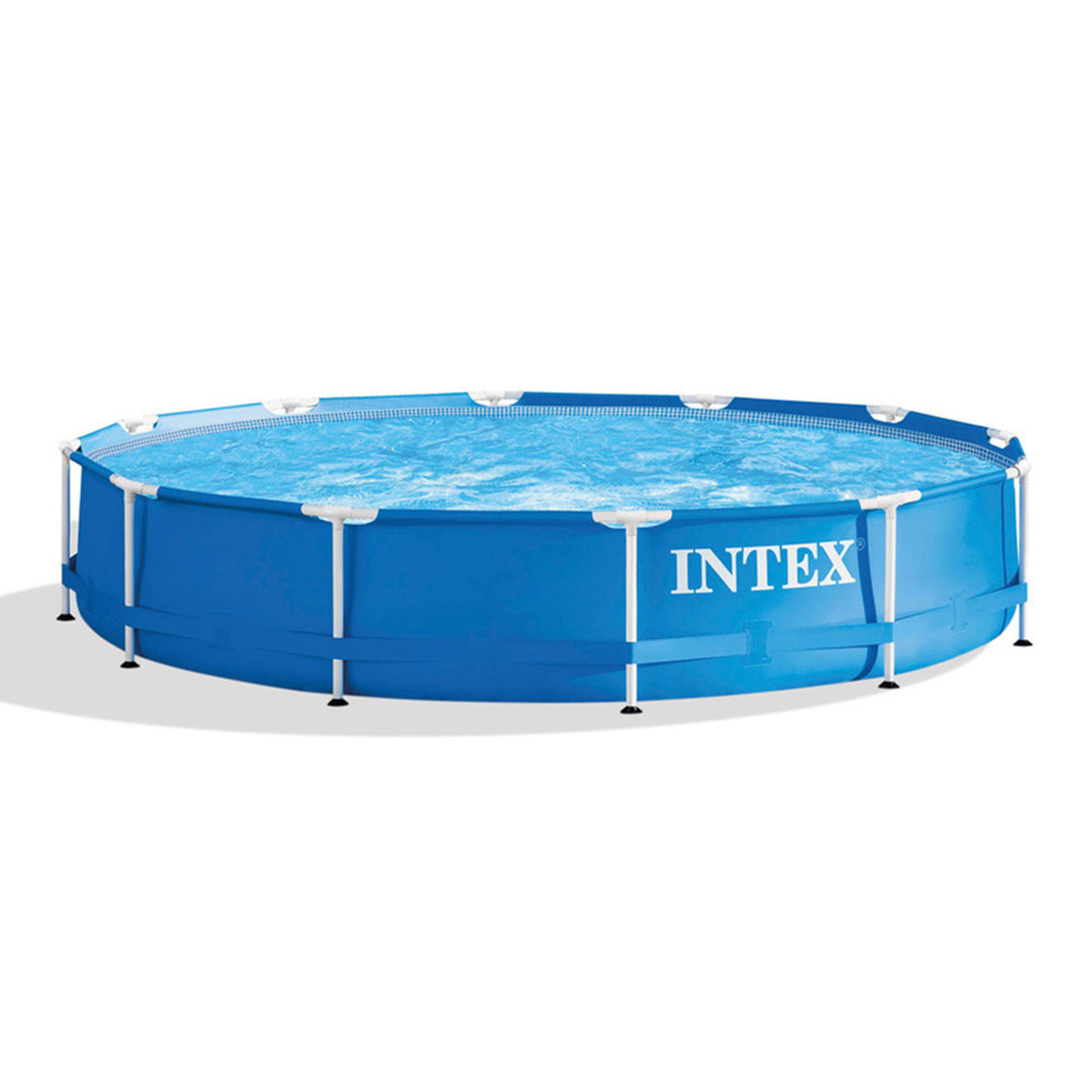 Intex Round Metal Frame Outdoor Backyard Above Ground Swimming Pool ...