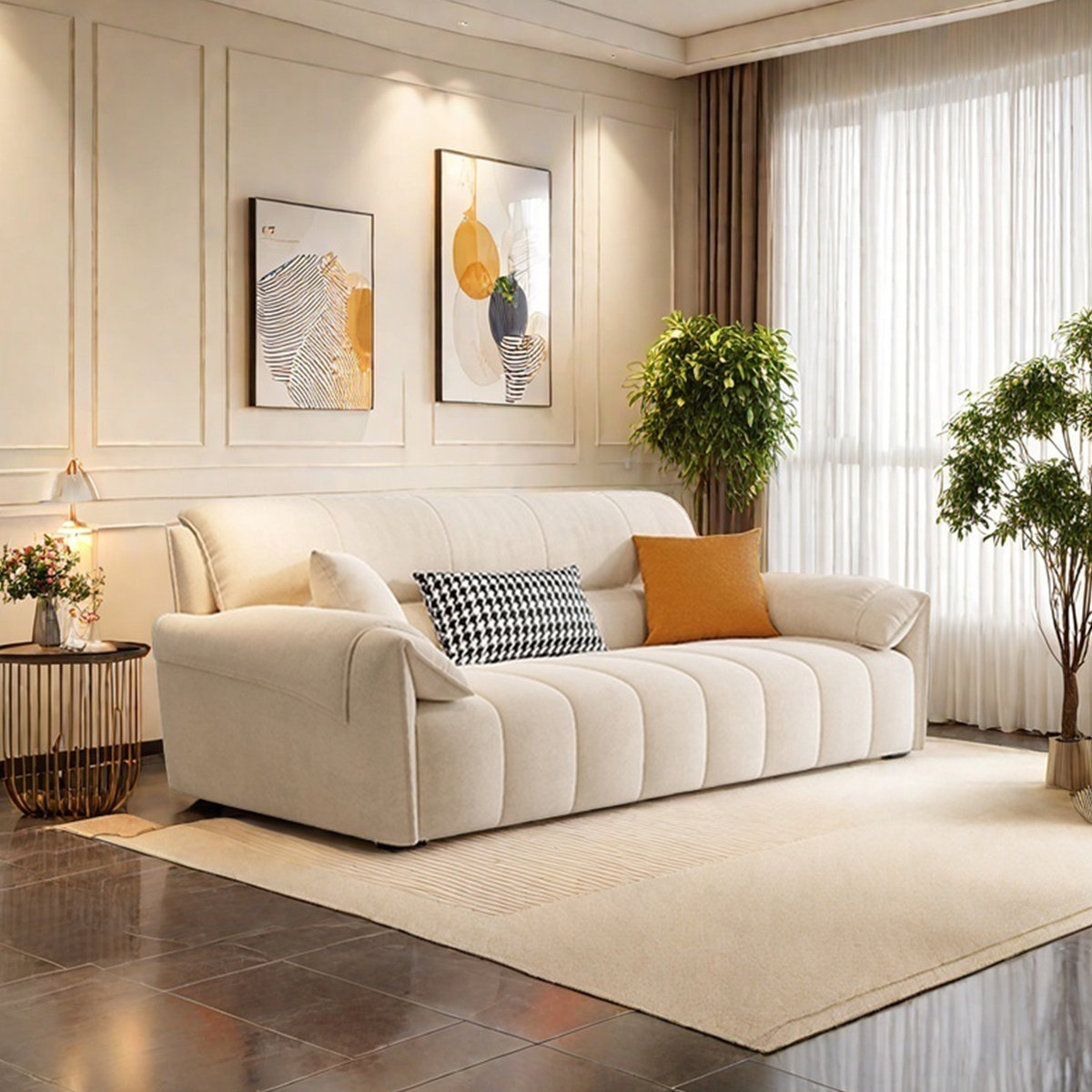 ANCOREY Modern simple piano keys fabric sofa - Wayfair Canada