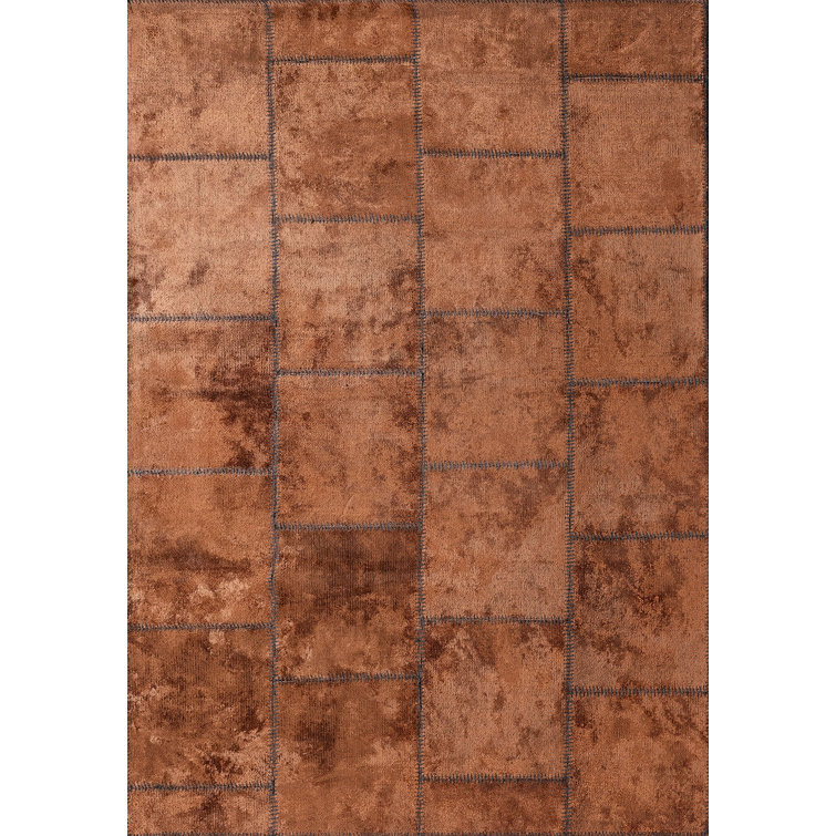 Williston Forge Luce Brick Patchwork Cotton Machine Made Area Rug ...
