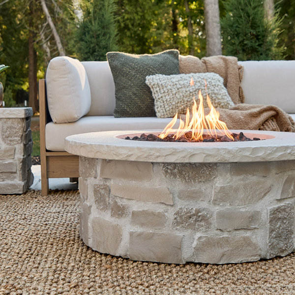 Real Flame Scottsdale 40" Round Stone Propane Fire Pit Table By Real ...