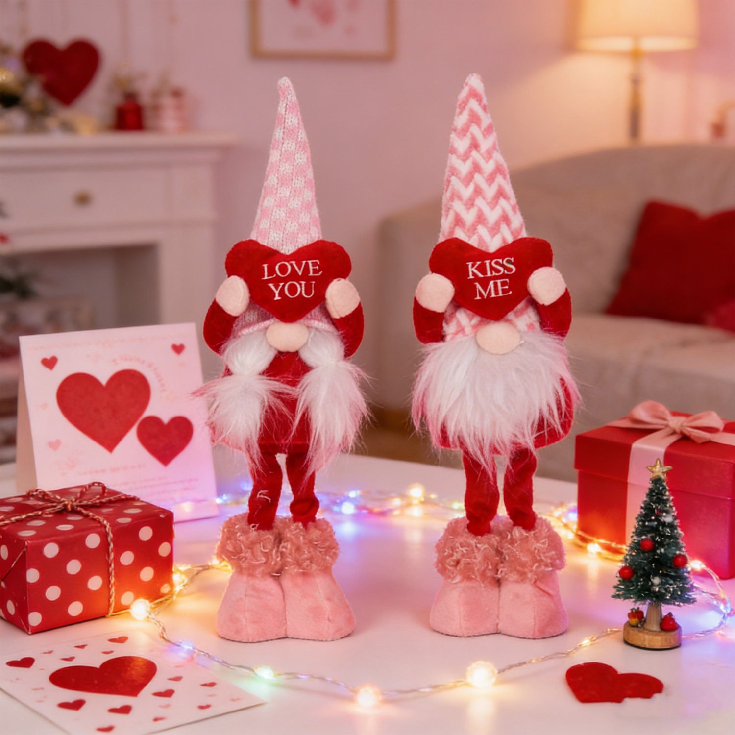 The Holiday Aisle® 2pcs Valentine Day Gnomes Dolls, Cute Gnome Dolls ...