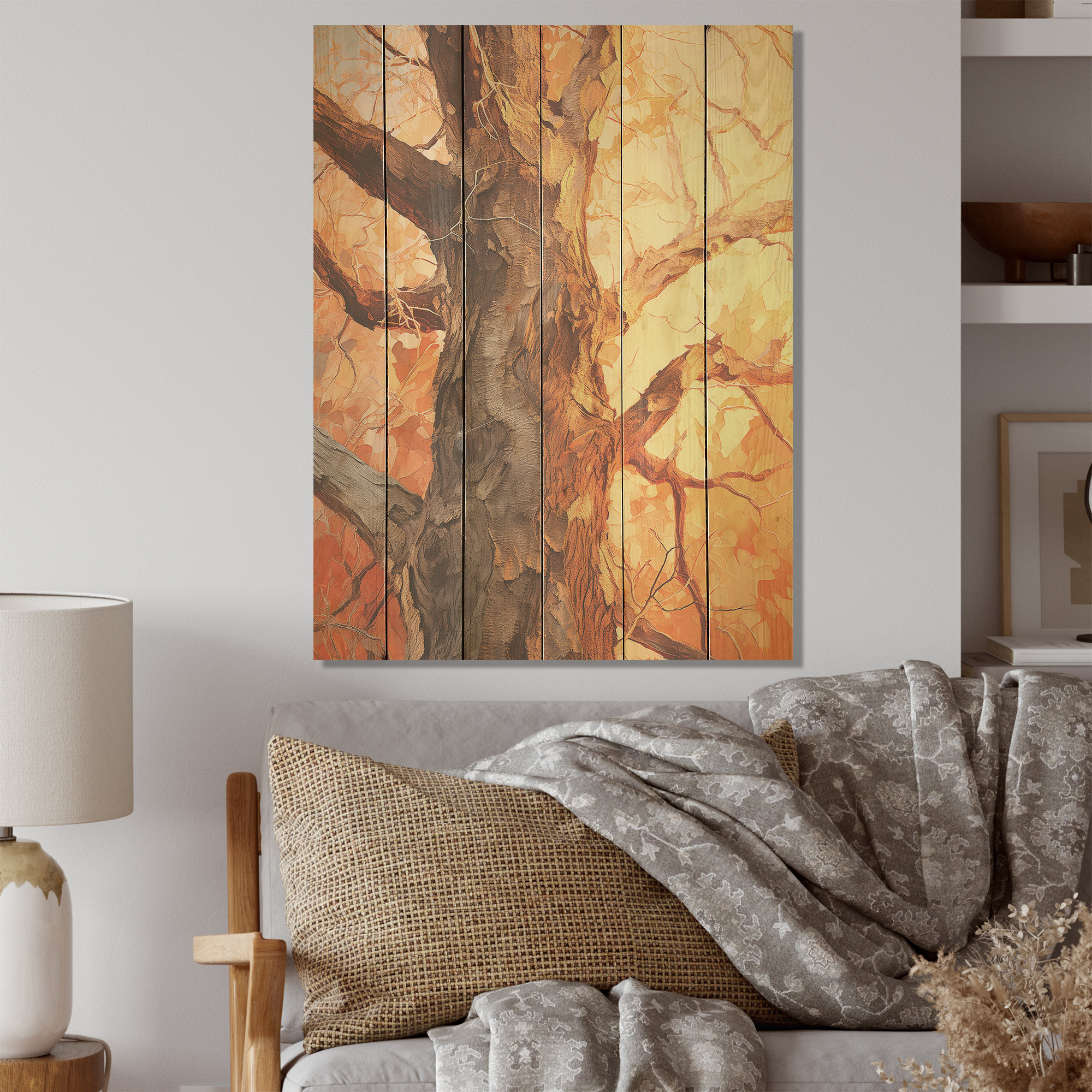 Lark Manor™ Tree Sycamores Peach Collage - Tree Sycamore Wood Panel ...