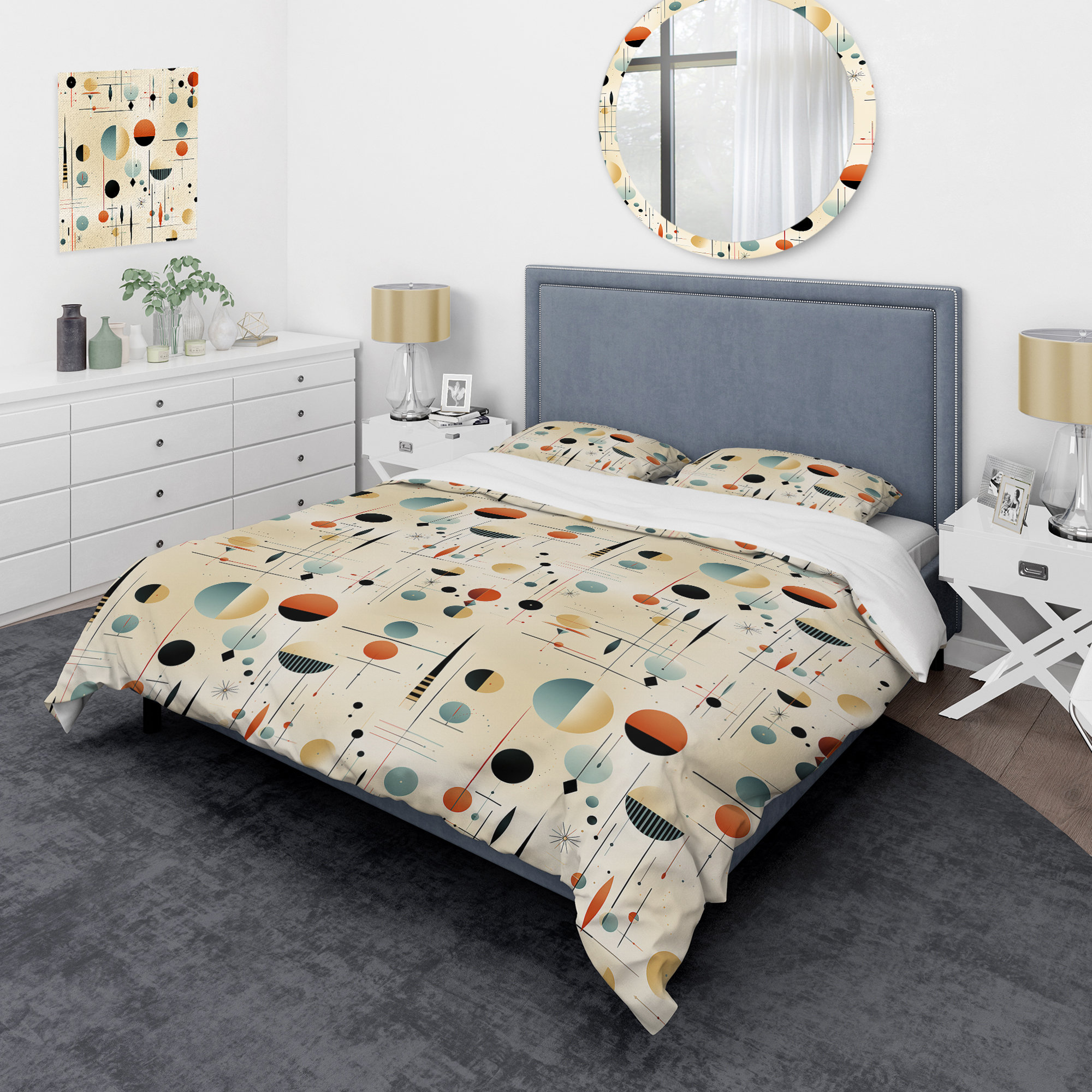 Design Art Beige Retro Modern Sphere Matrix Bedding | Wayfair