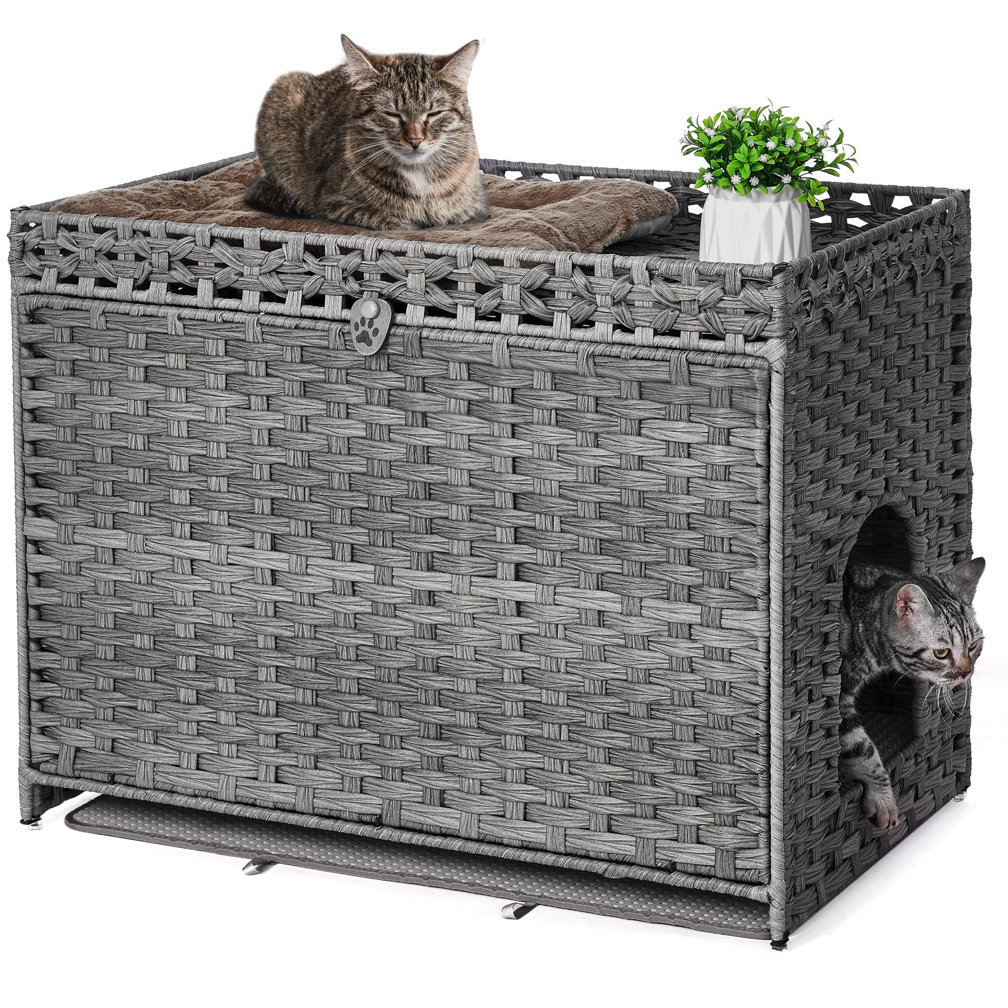 One Allium Way® Rattan Cat Litter Box Enclosure | Wayfair