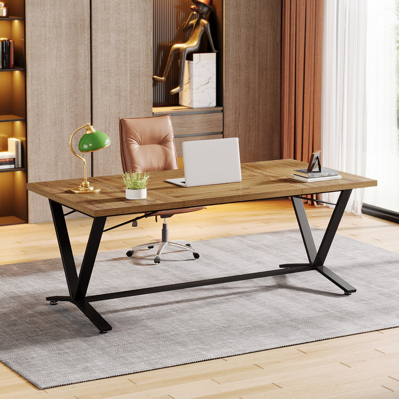 17 Stories Modern Executive Desk, 55-Inch Simple Office Computer Desk ...