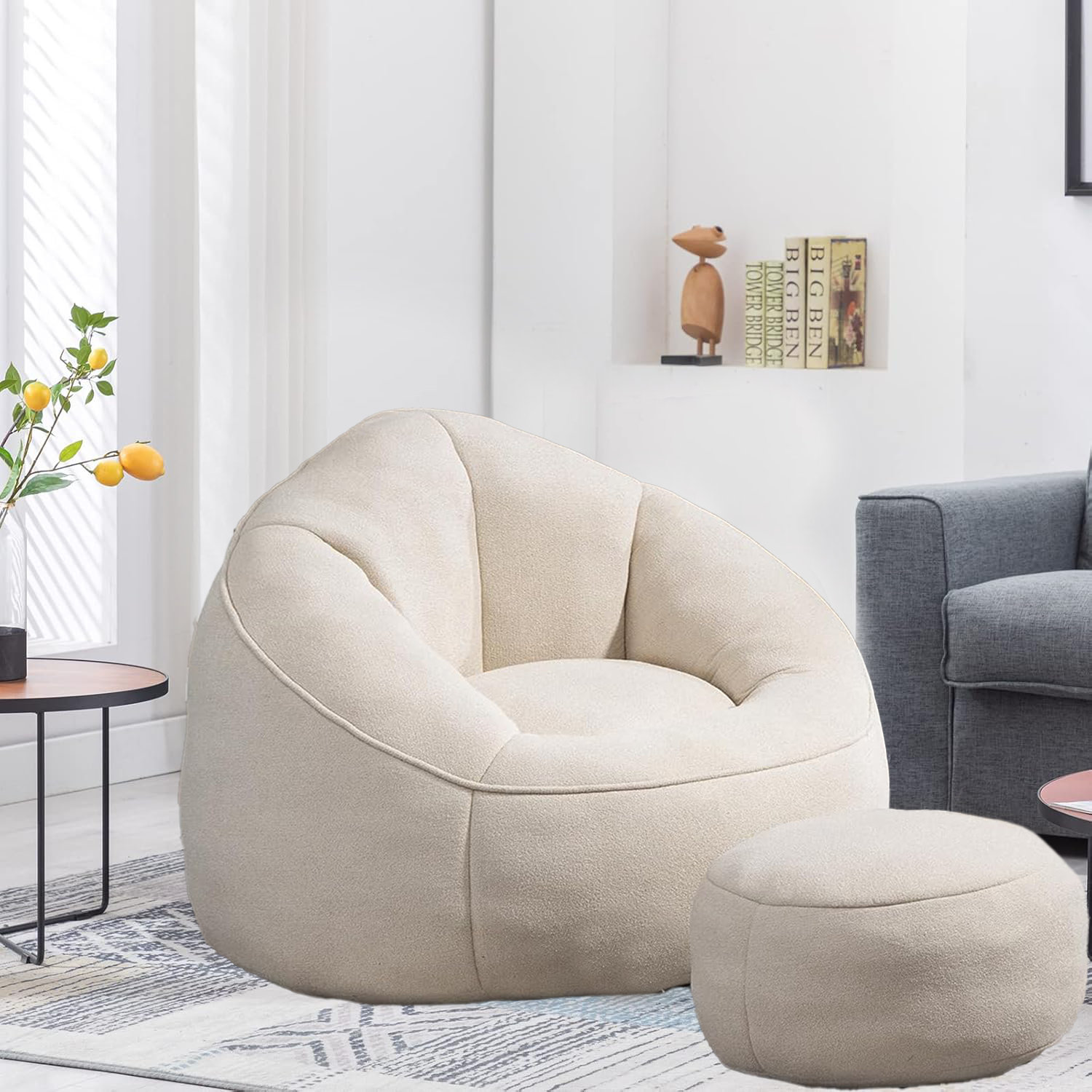 Trule Trule Standard Bean Bag chair with Supportive Ottoman Soft Fabric ...