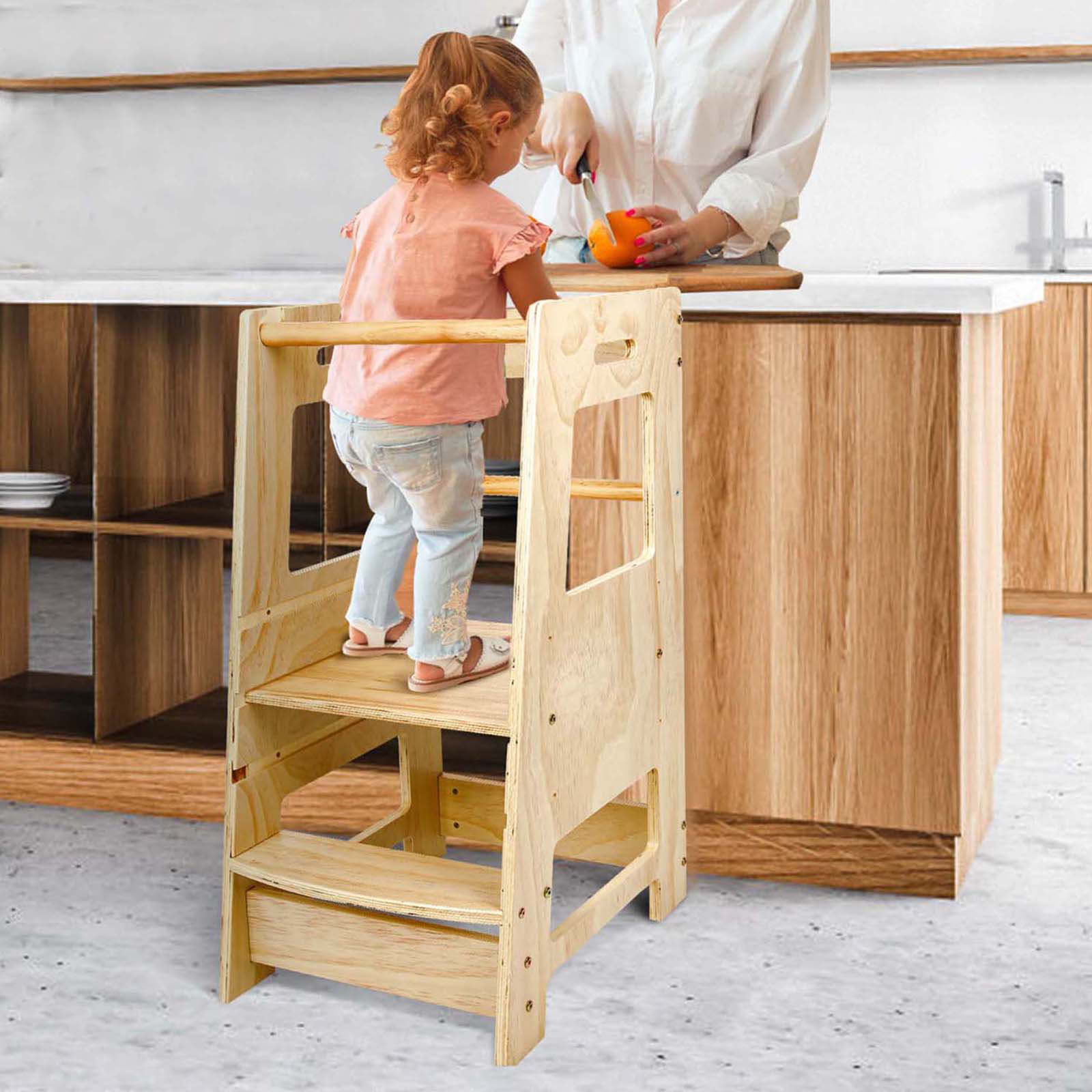 Harriet Bee Kids Toddler Kitchen Tower Helper Step Stool Adjustable ...