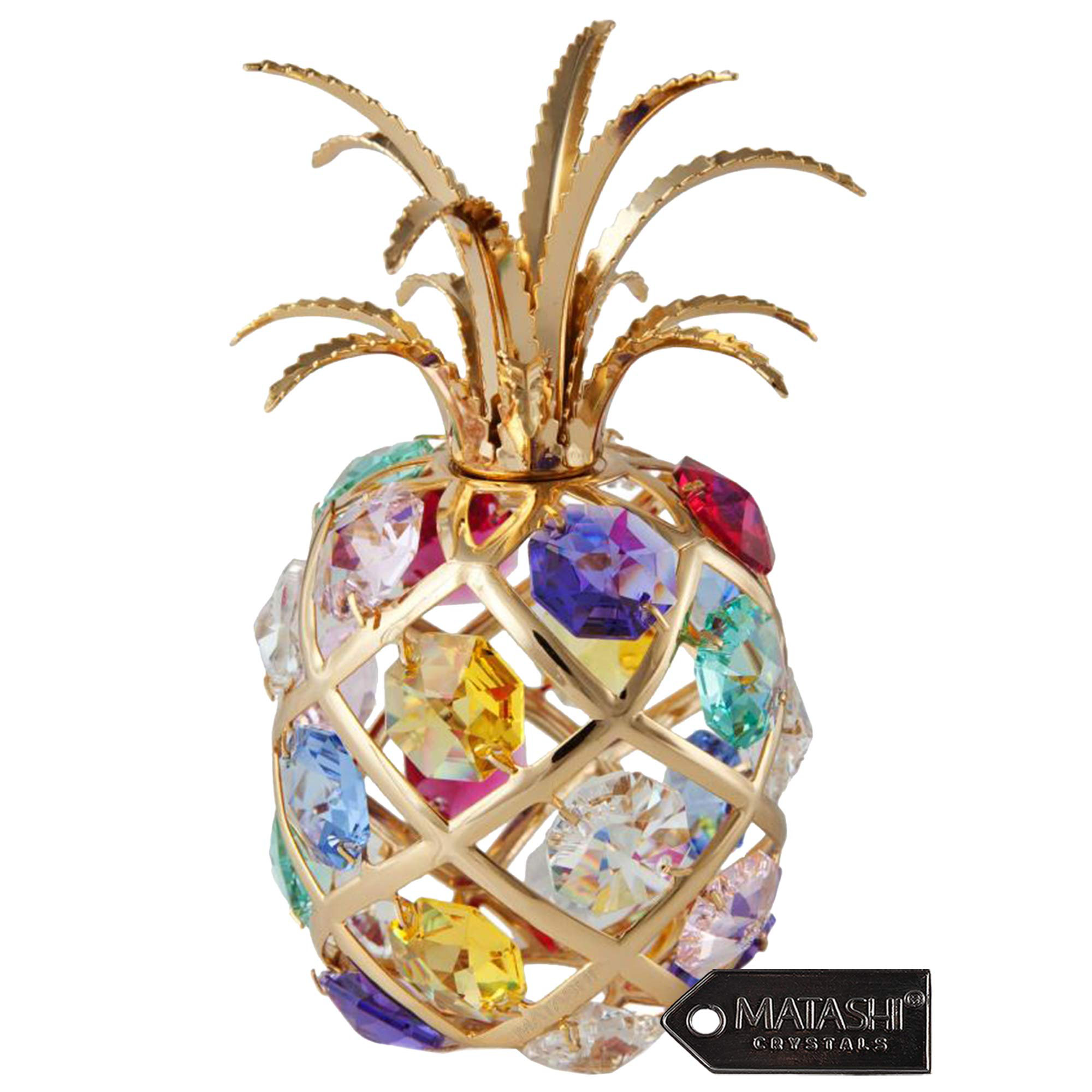Matashi Crystal Pineapple with Crystals Sculpture | Wayfair