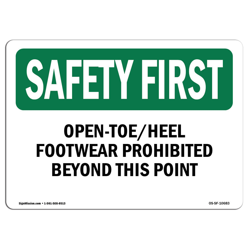 SignMission Osha Safety First Sign - Toe Heel Footwear Prohibited ...