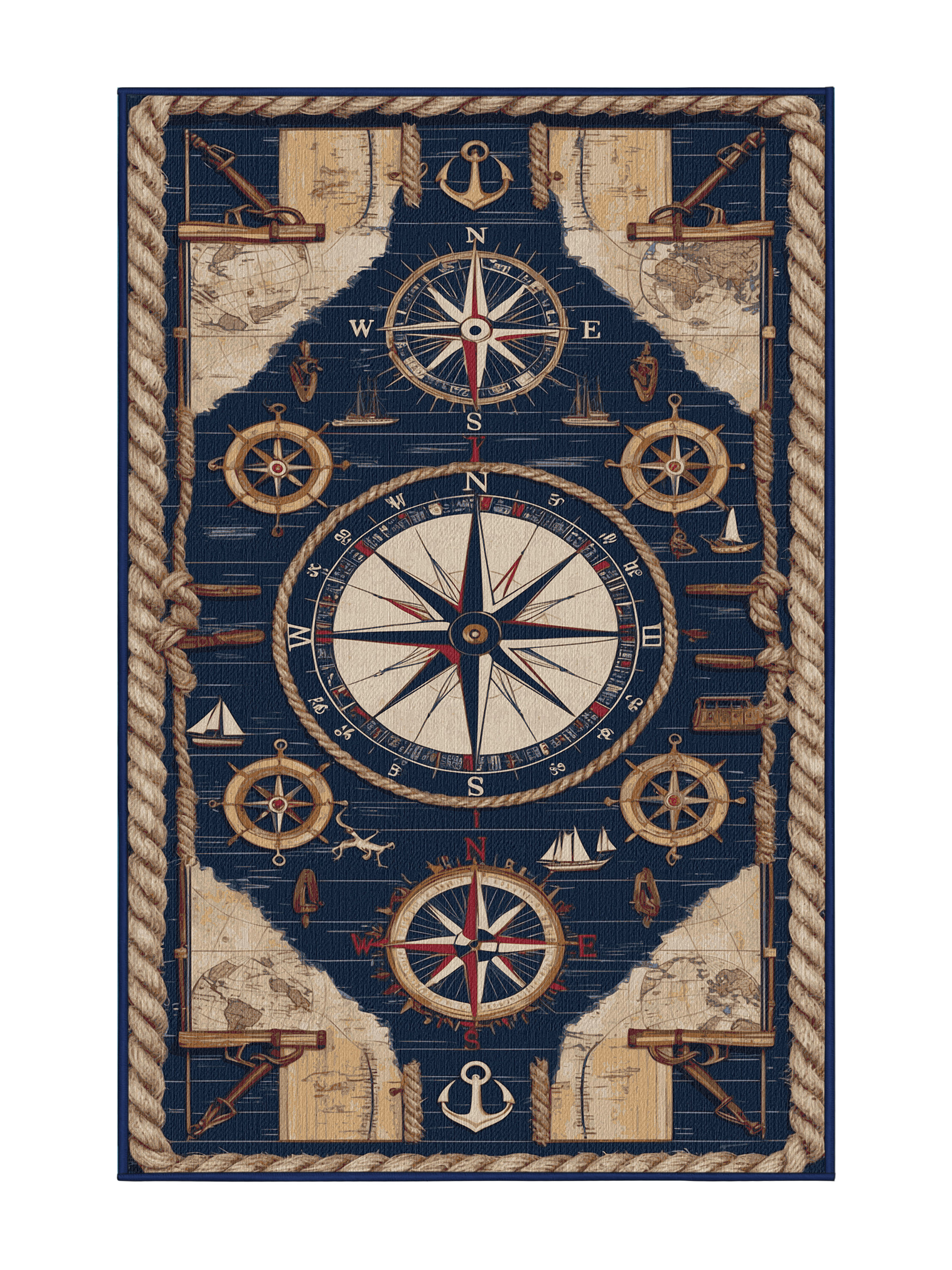 Longshore Tides Washable Maritime Navigation Nautical Area Rug | Wayfair