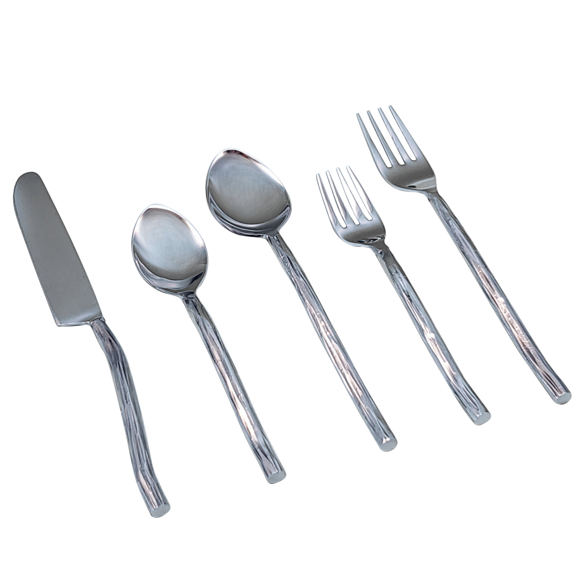Elyon Tableware Twig Reflective Silver 20 Piece Flatware Set Indian ...