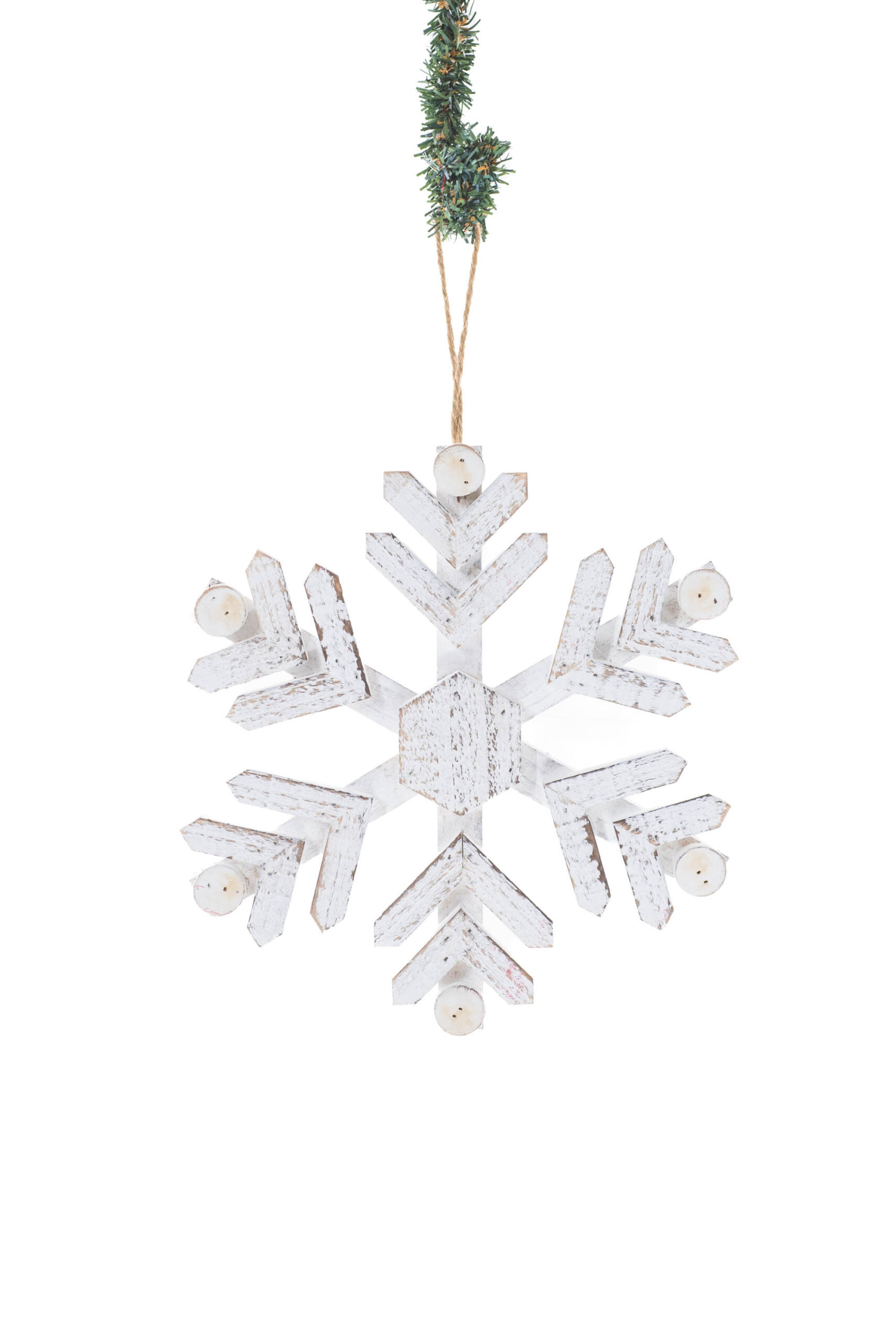 The Holiday Aisle® White Wood Hanging Classic Washed Snowflake | Wayfair
