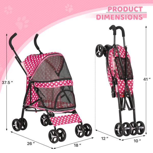 Magshion Pet Stoller Dog Cat Stoller Comfortable Lightweight Stroller ...