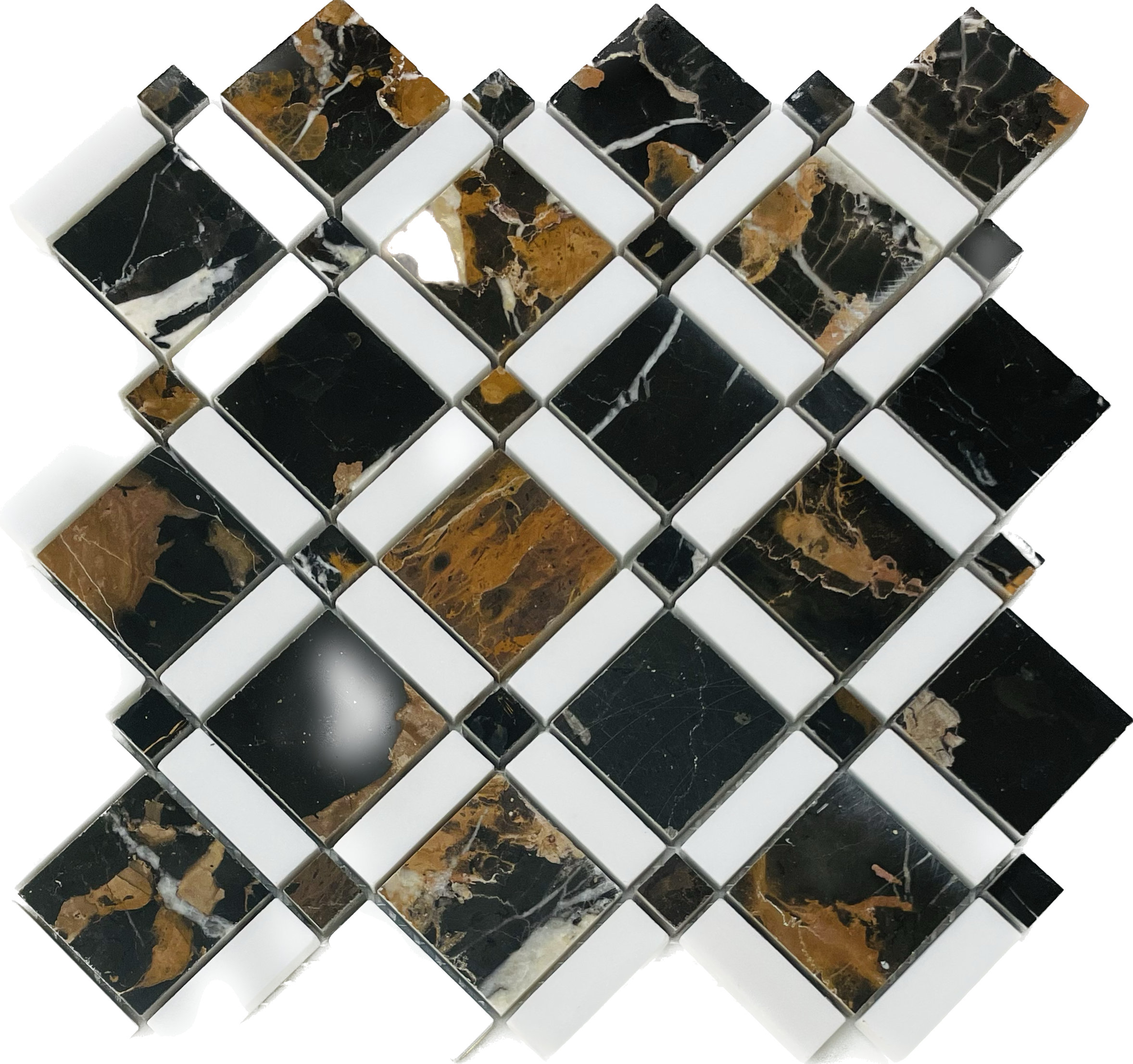 Tileville 10.5" x 10.5" Natural Stone Mosaic Tile Large Diamond Pattern ...