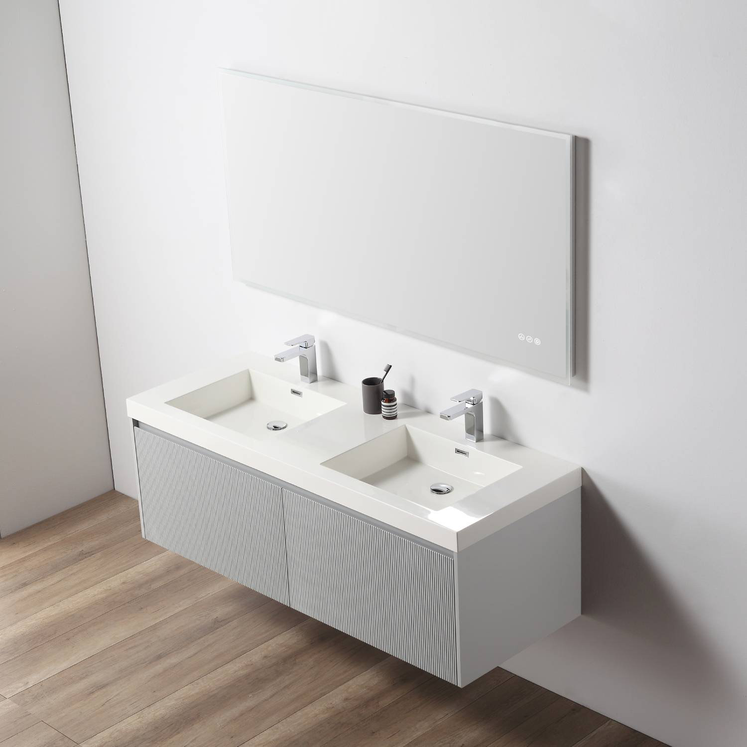 Hokku Designs Annaliya 60'' Wall Mounted Double Bathroom Vanity with ...