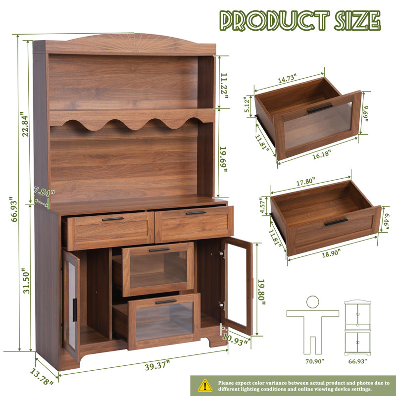 Winston Porter Slesnick Buffet Cabinet, Retro Sideboard with Bar Hutch ...