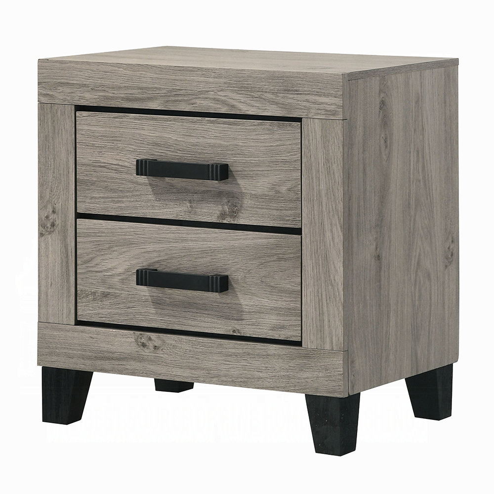 Union Rustic Mari Light Gray Nightstand, Wooden Legs, Contemporary ...