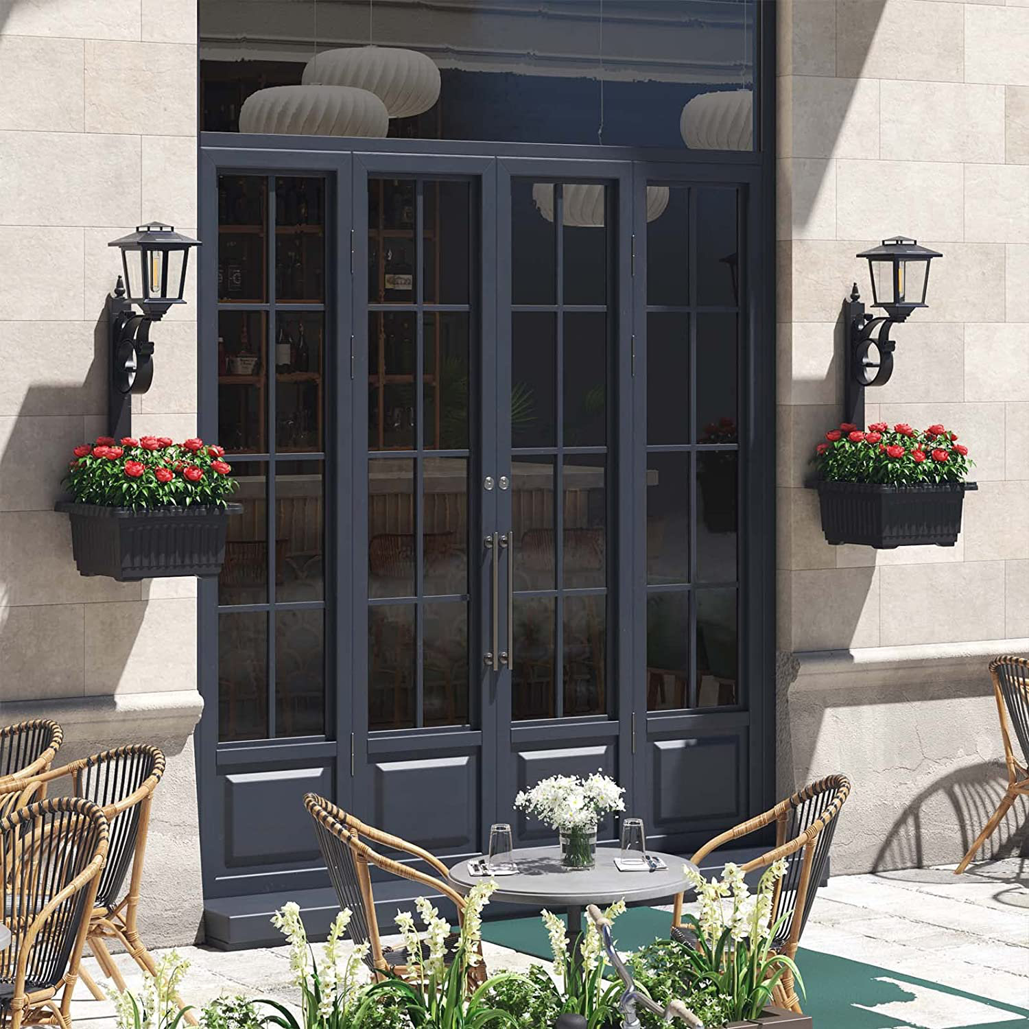 CG INTERNATIONAL TRADING Black 2 -Light 26.5" H Solar Powered ...