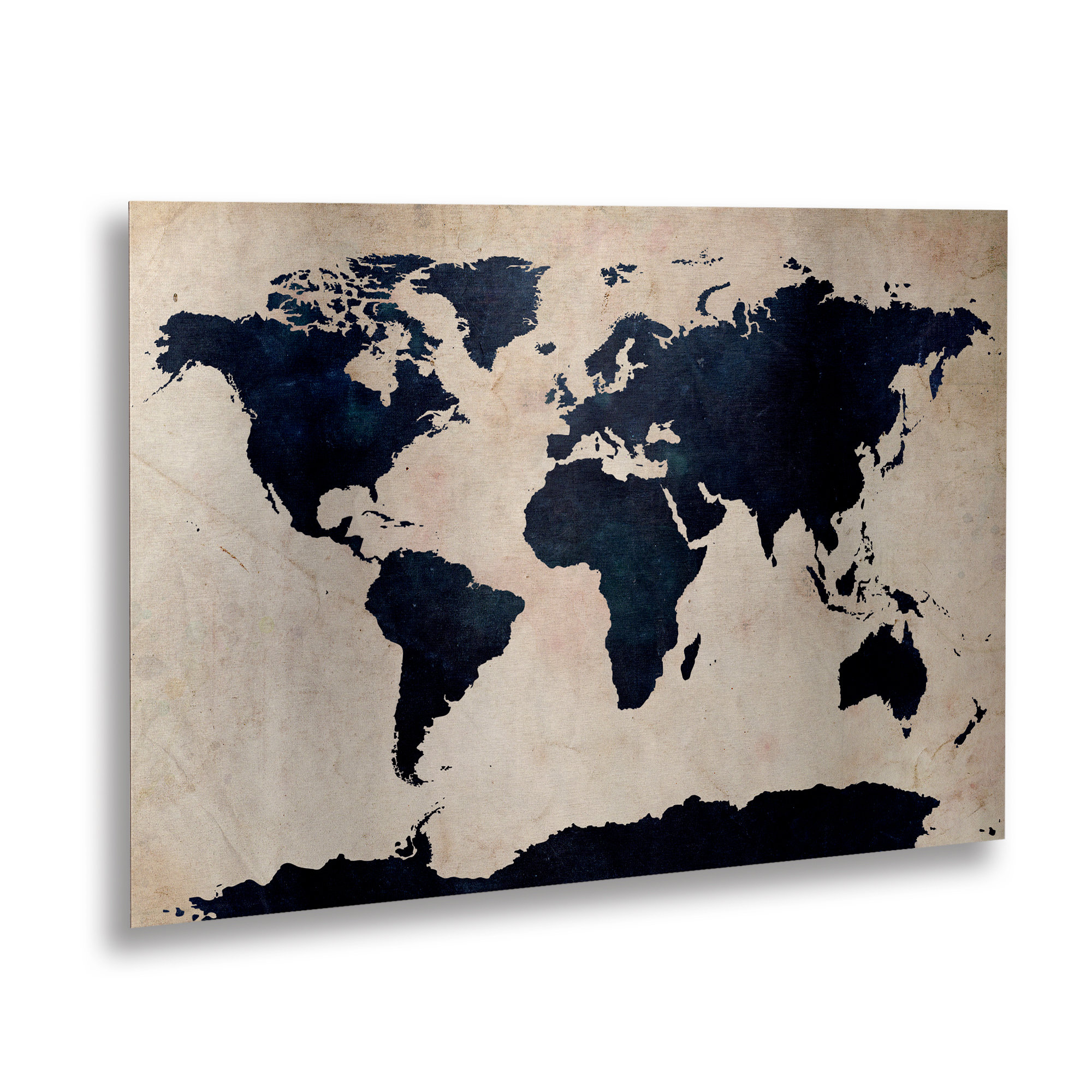 17 Stories 'World Map - Navy' Graphic Art Print on Metal | Wayfair