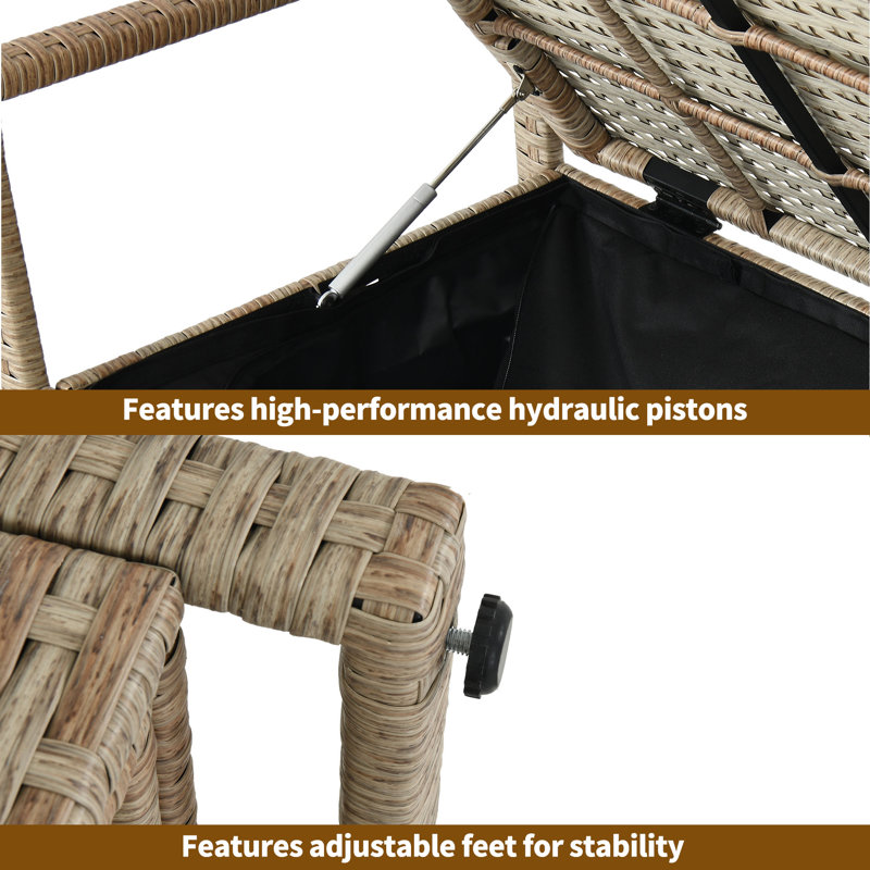 Beachcrest Home™ Anatolio Wicker Outdoor Storage Bench & Reviews | Wayfair