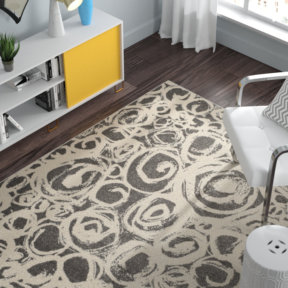 Ebern Designs Charis Dark Grey/Ivory Area Rug - Wayfair Canada