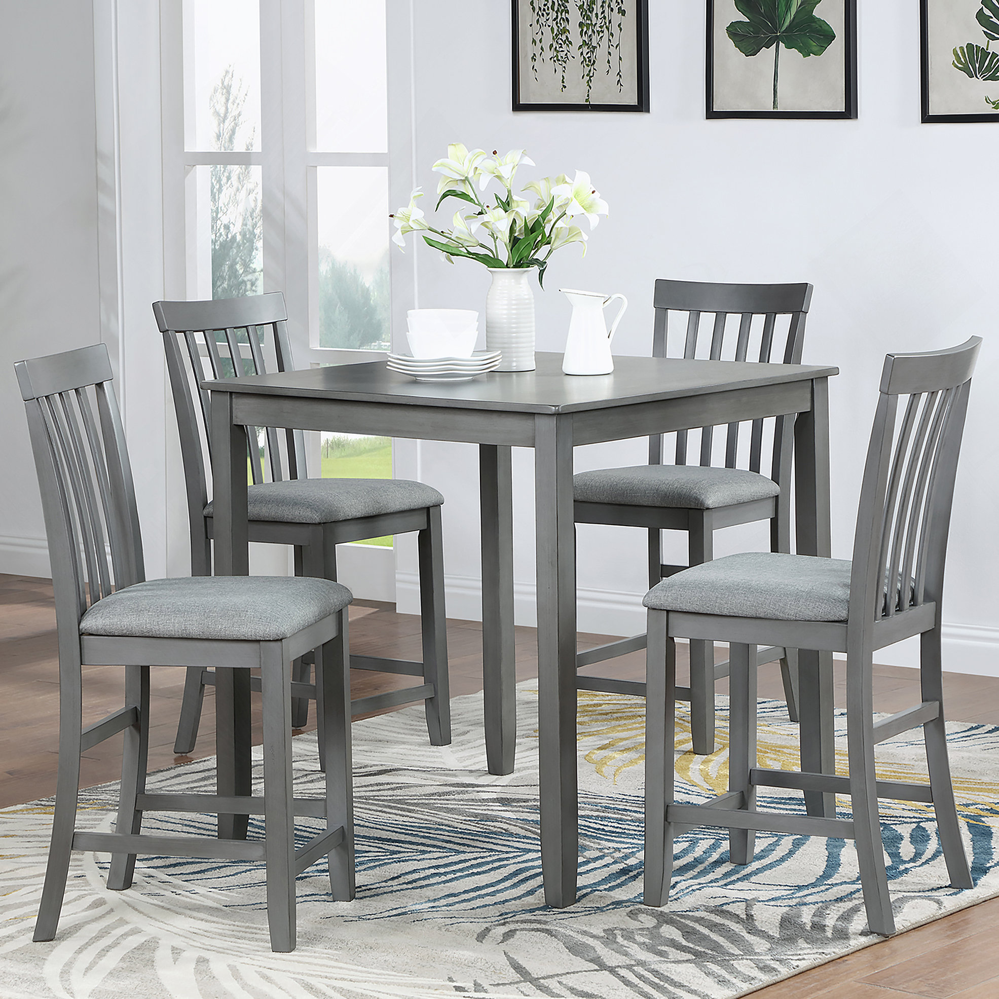 Latitude Run® 5 Piece Dining Table Set for 4, Counter Height Kitchen ...