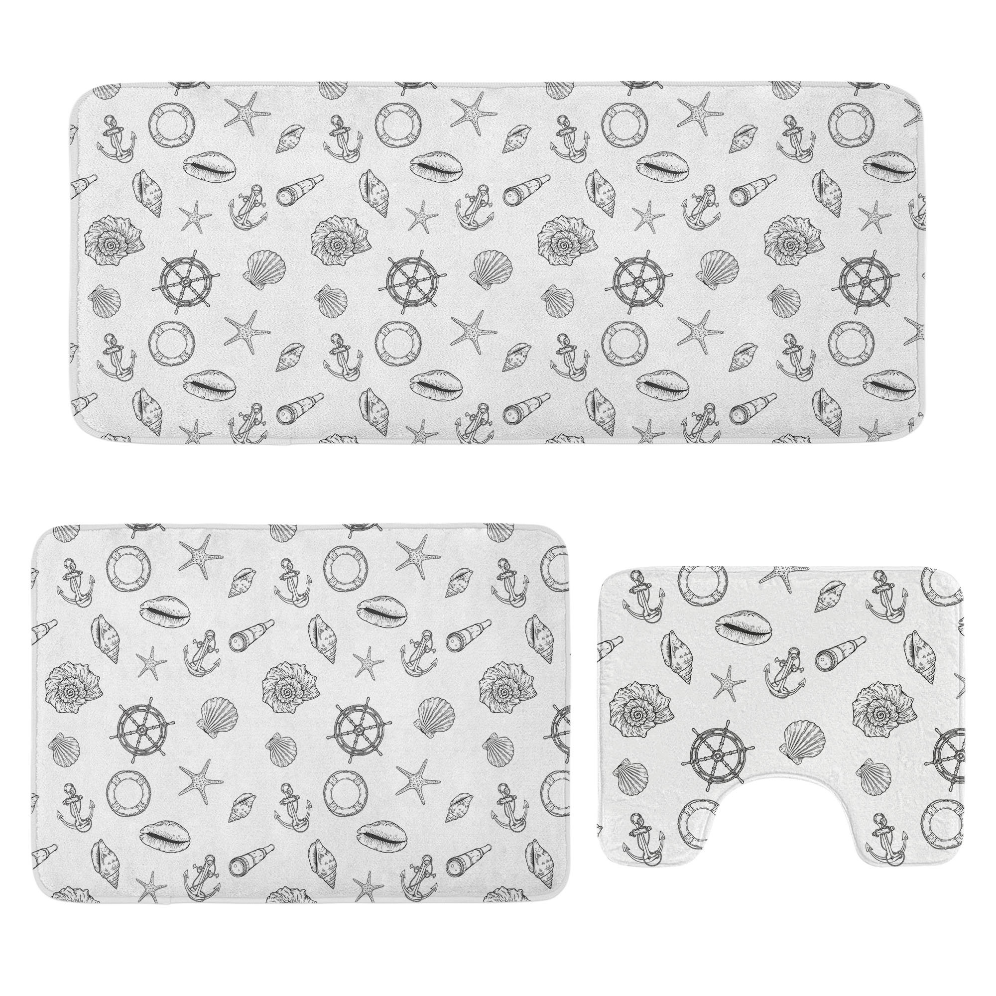 East Urban Home Sea Shells Bathroom Rug Set 3 Pieces U-Shape ...