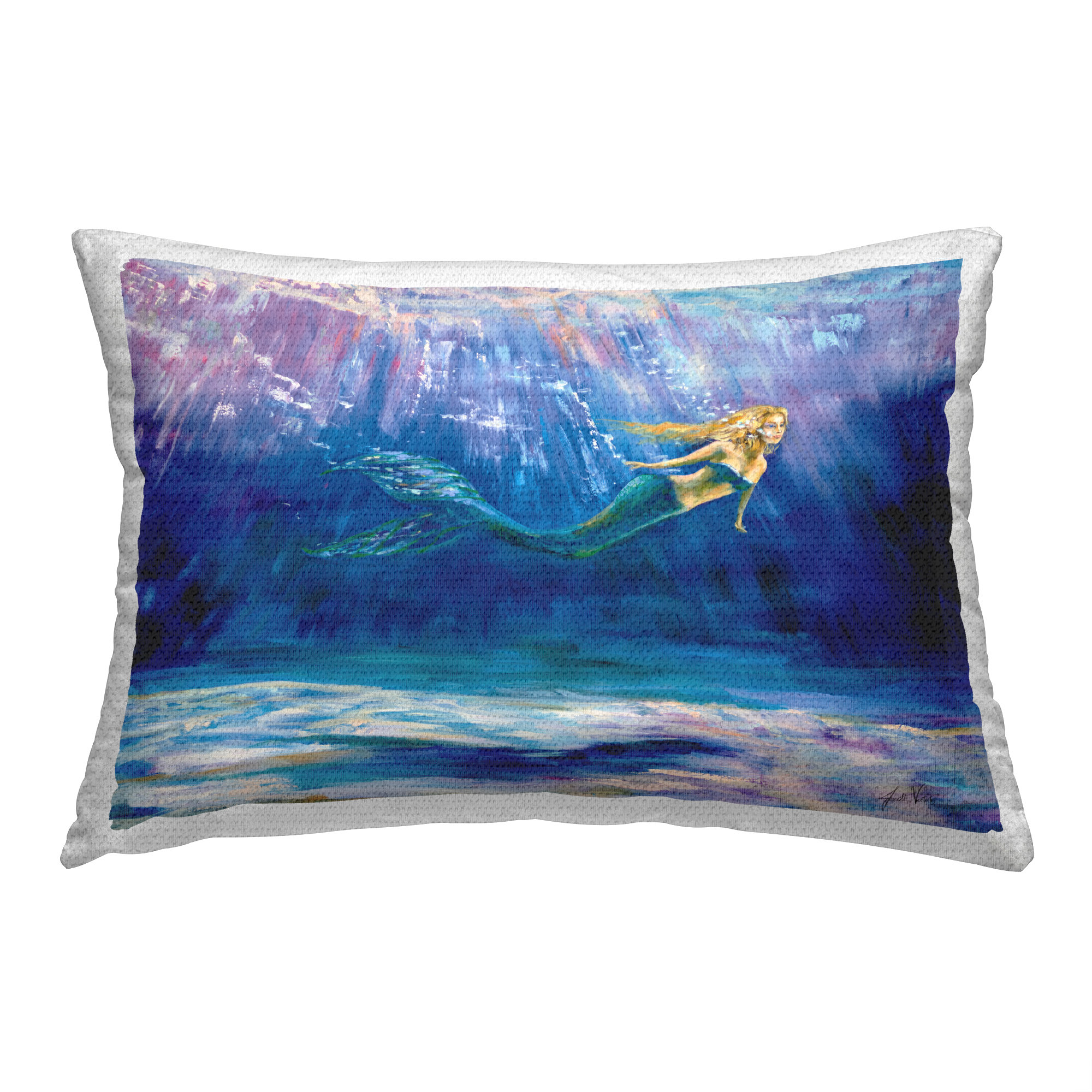 Stupell Industries Mermaid Underwater Scene Outdoor Printed Pillow by ...