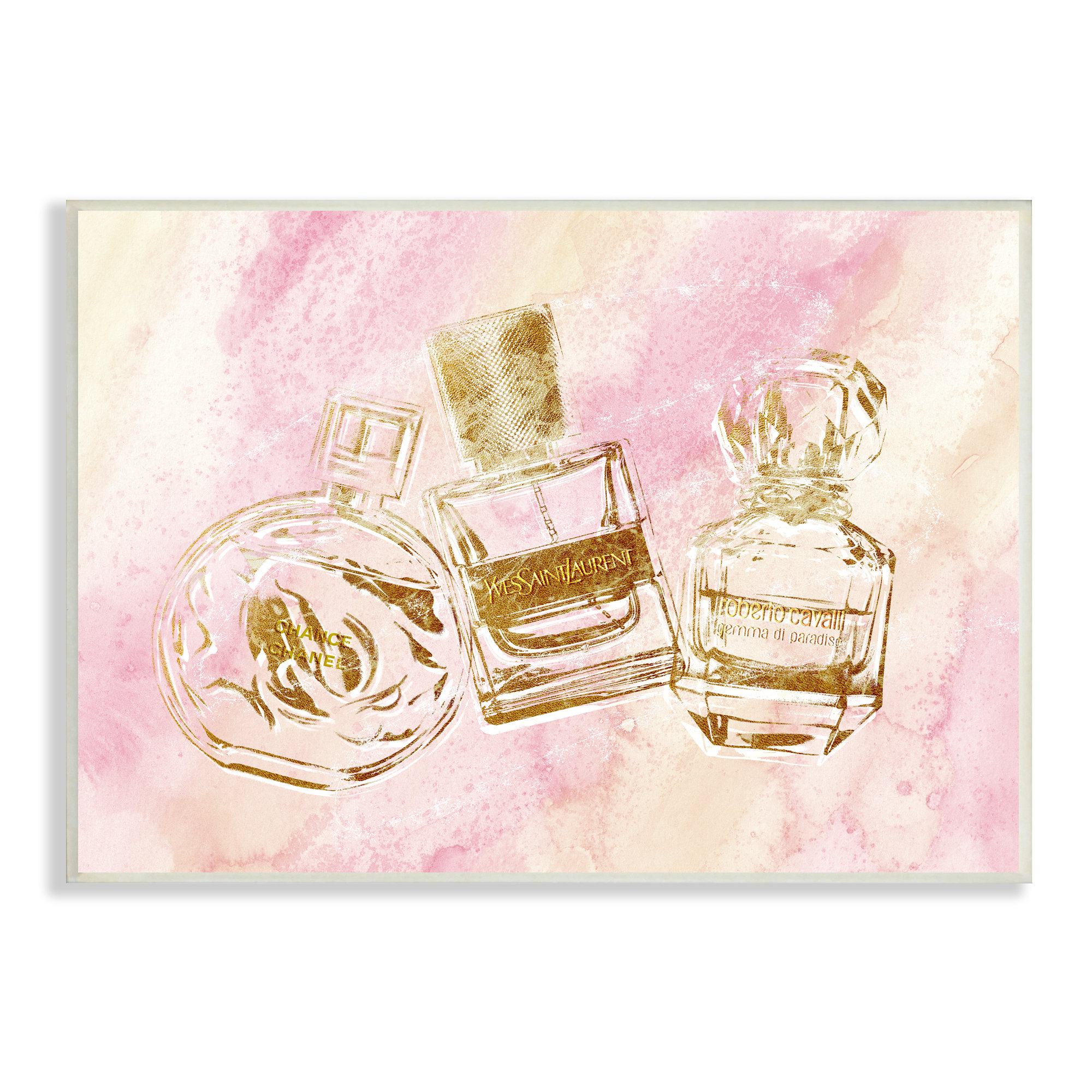 Stupell Industries Perfume Bottle Arrangement Glam Gold Abstract ...