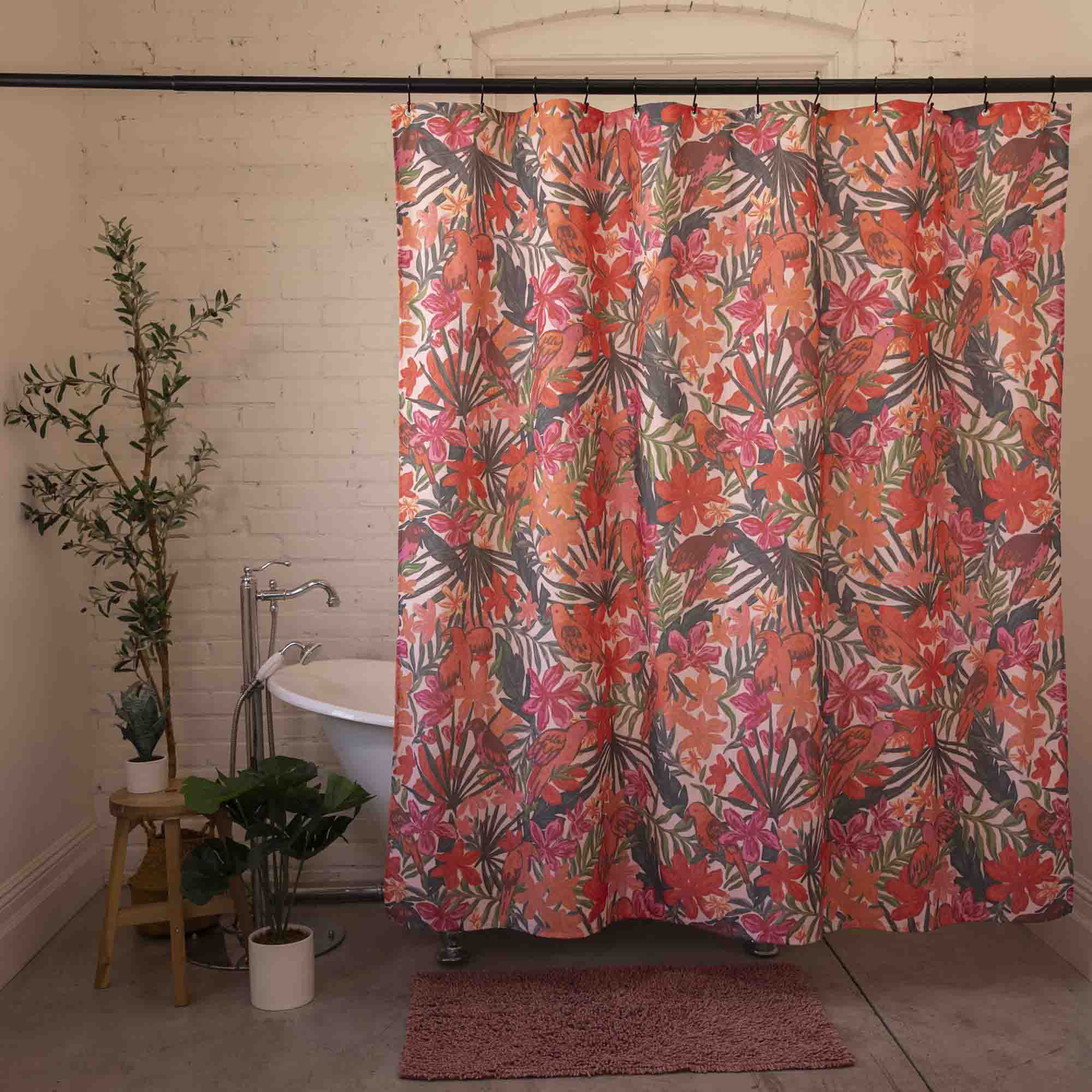 Red Barrel Studio® Eliath Cotton Floral Shower Curtain | Wayfair