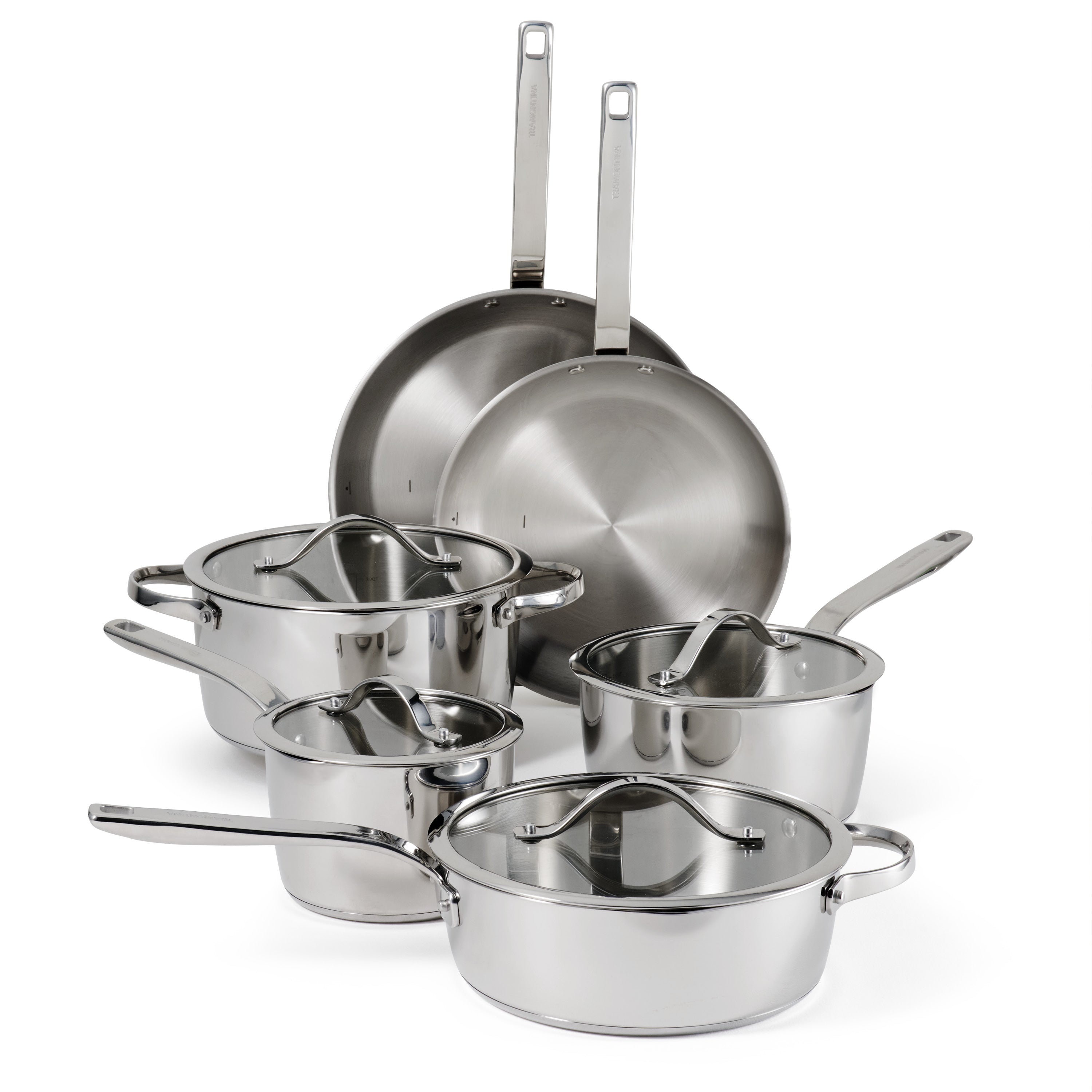 Tramontina Tempo Tri-Ply Base Stainless Steel 10-Piece Cookware Set ...