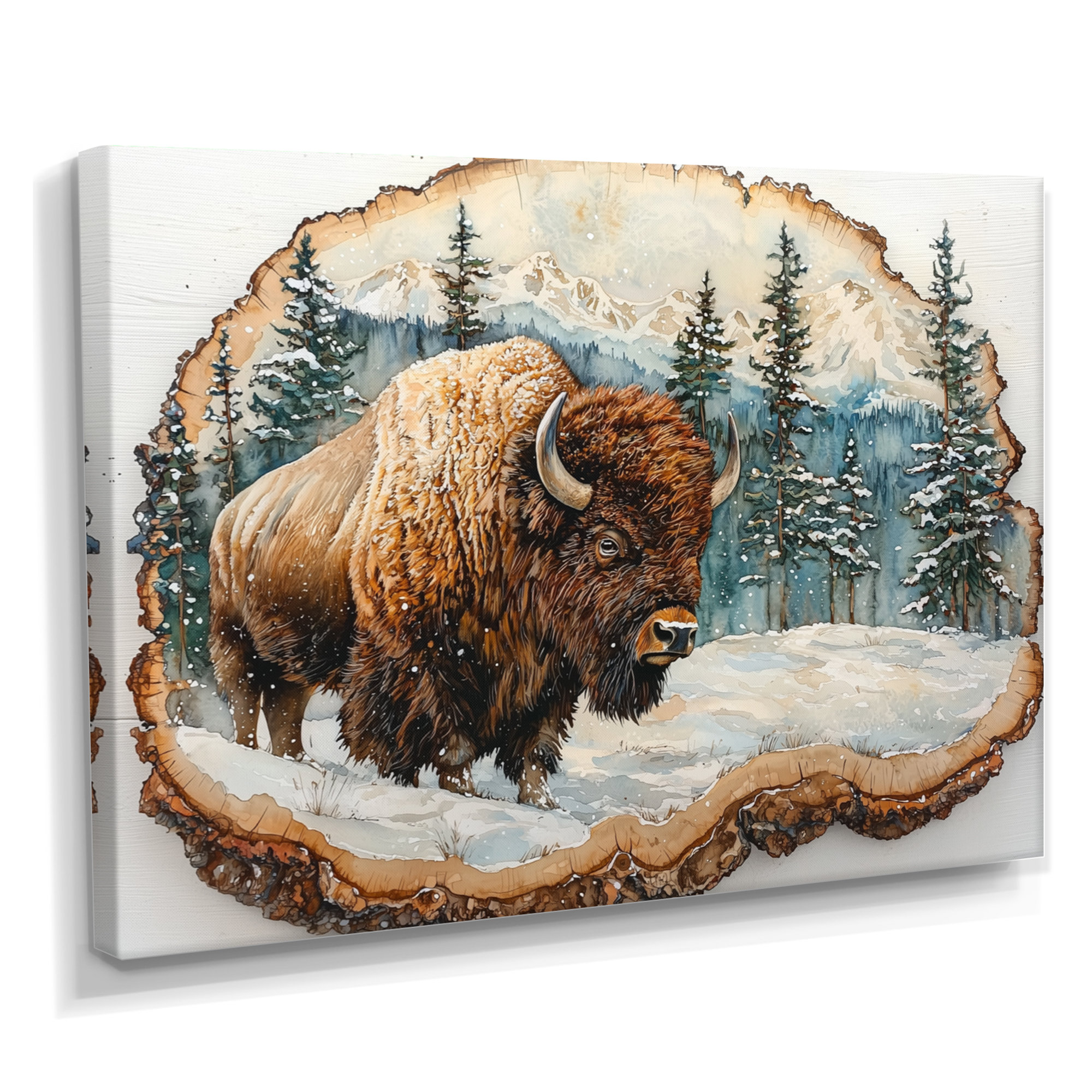 Loon Peak® American Bison In Wood Slide Forest Landscape II - Bison ...