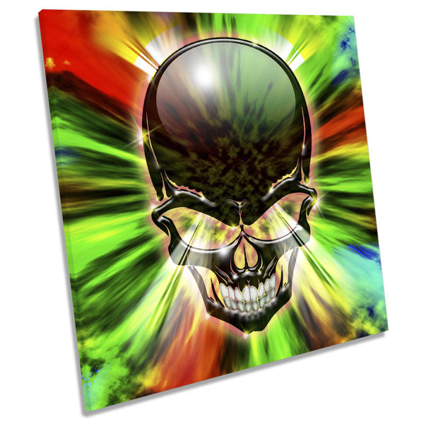 Happy Larry Skull Psychedelic Flames Picture CANVAS WALL ART Square ...