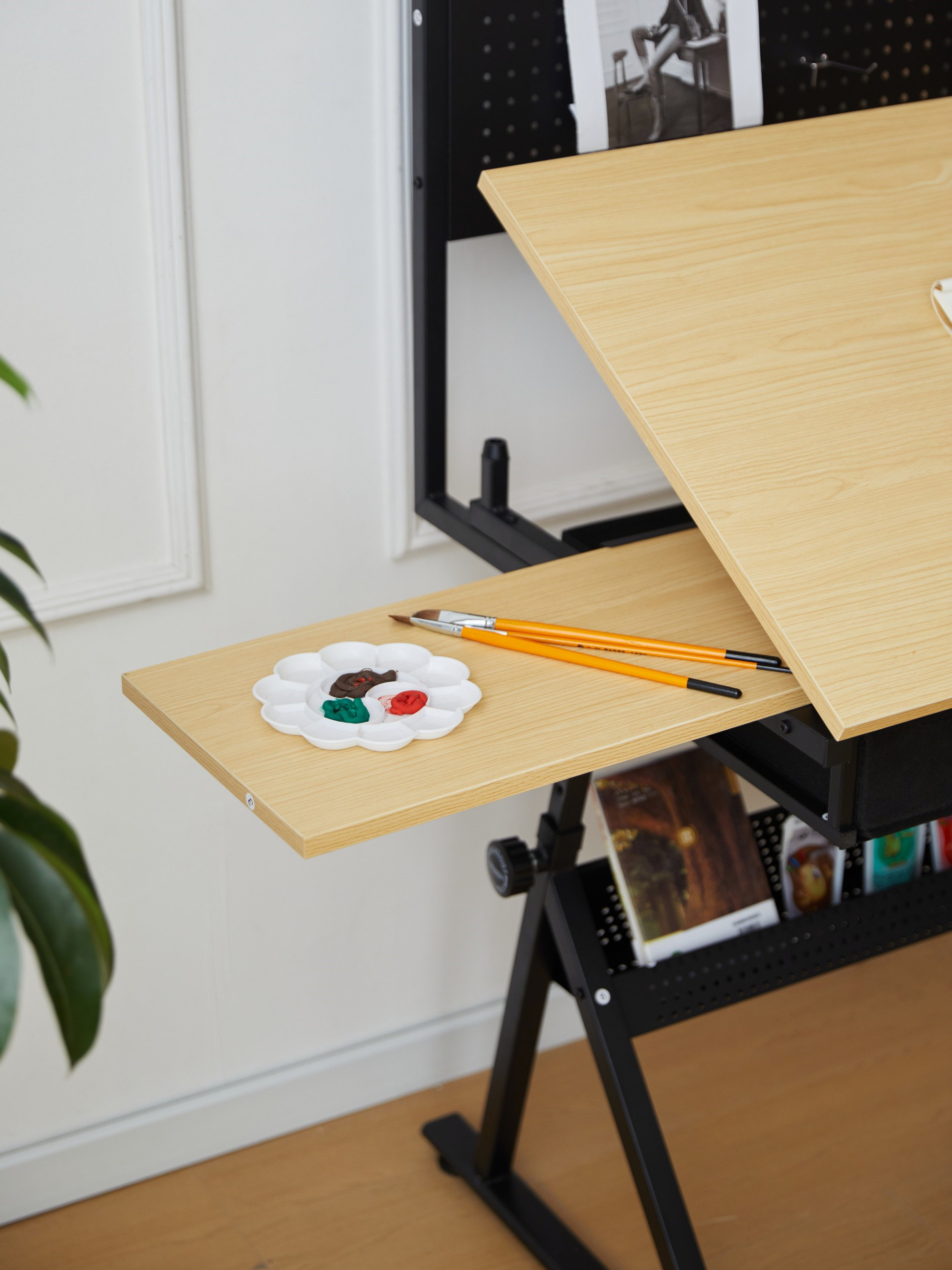 Latitude Run® Drafting Table With Metal Perforated Board Pannel | Wayfair