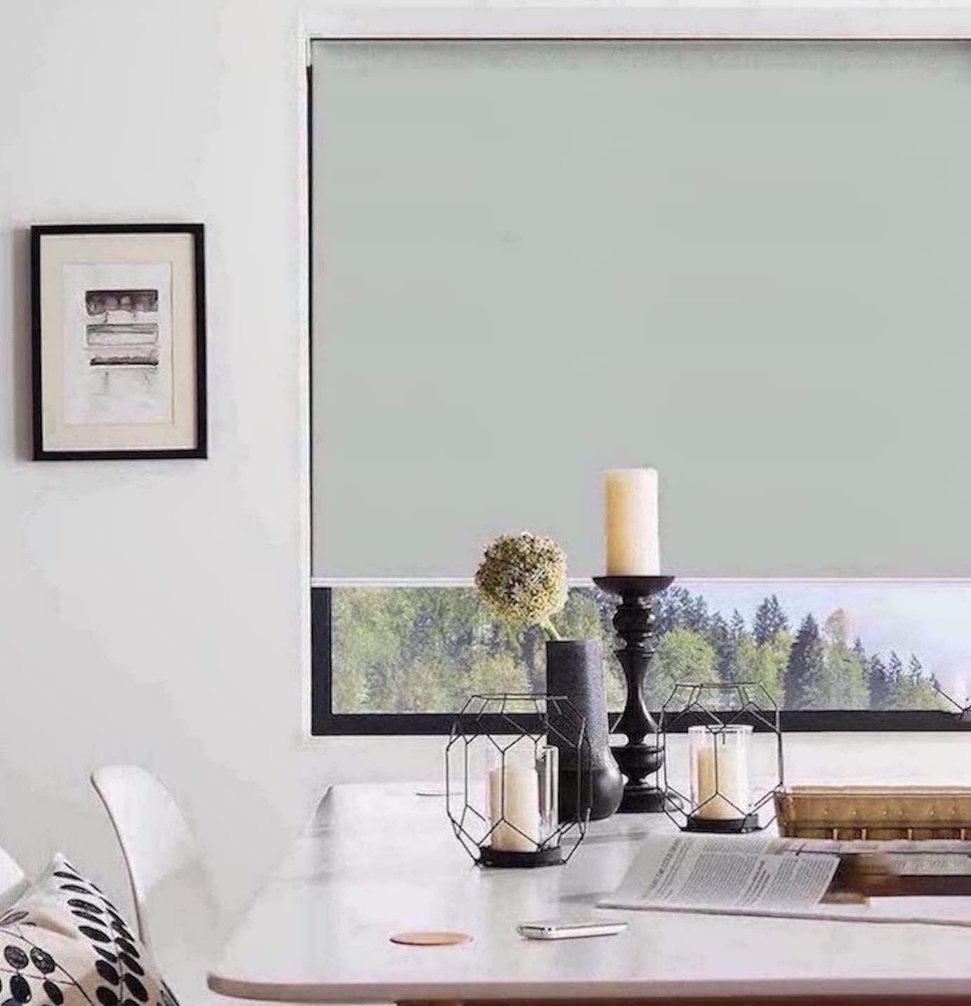 Abbie Home Gray UV Protection Waterproof Blackout Roller Window Shades ...