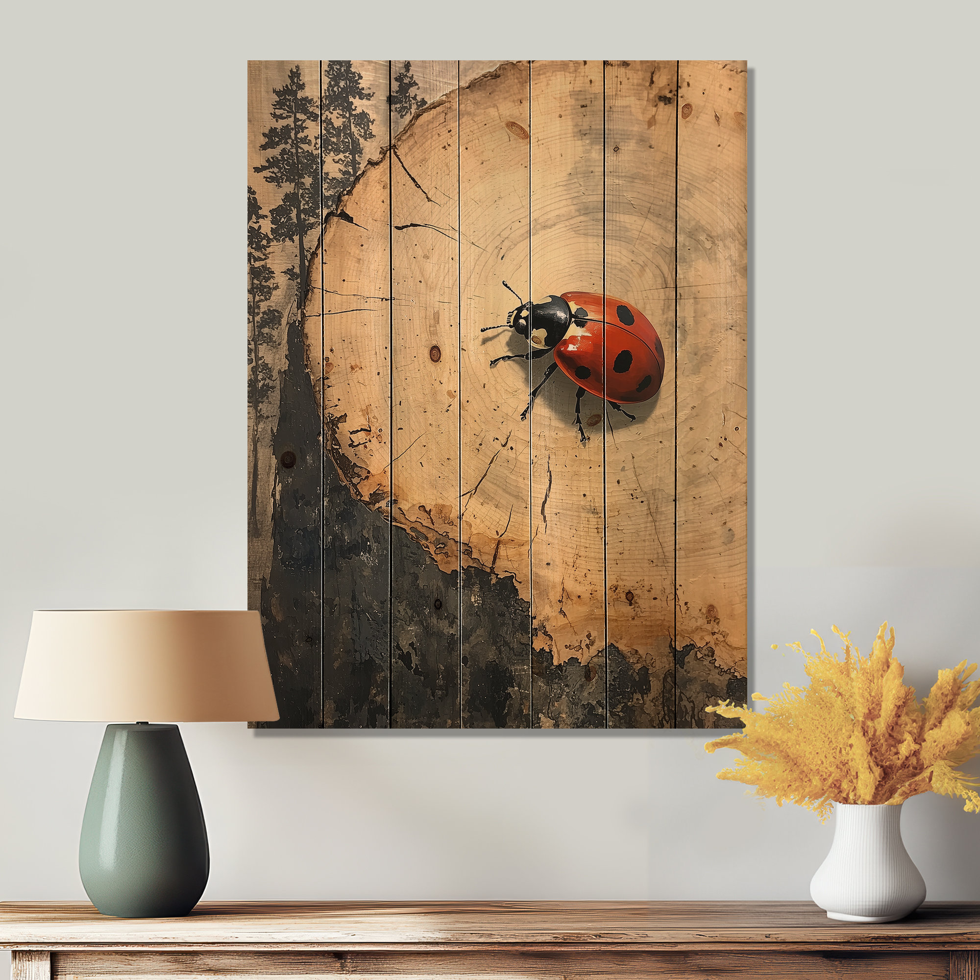 Ophelia & Co. Ladybug At The Forest On Slide I - Ladybug Wood Print ...