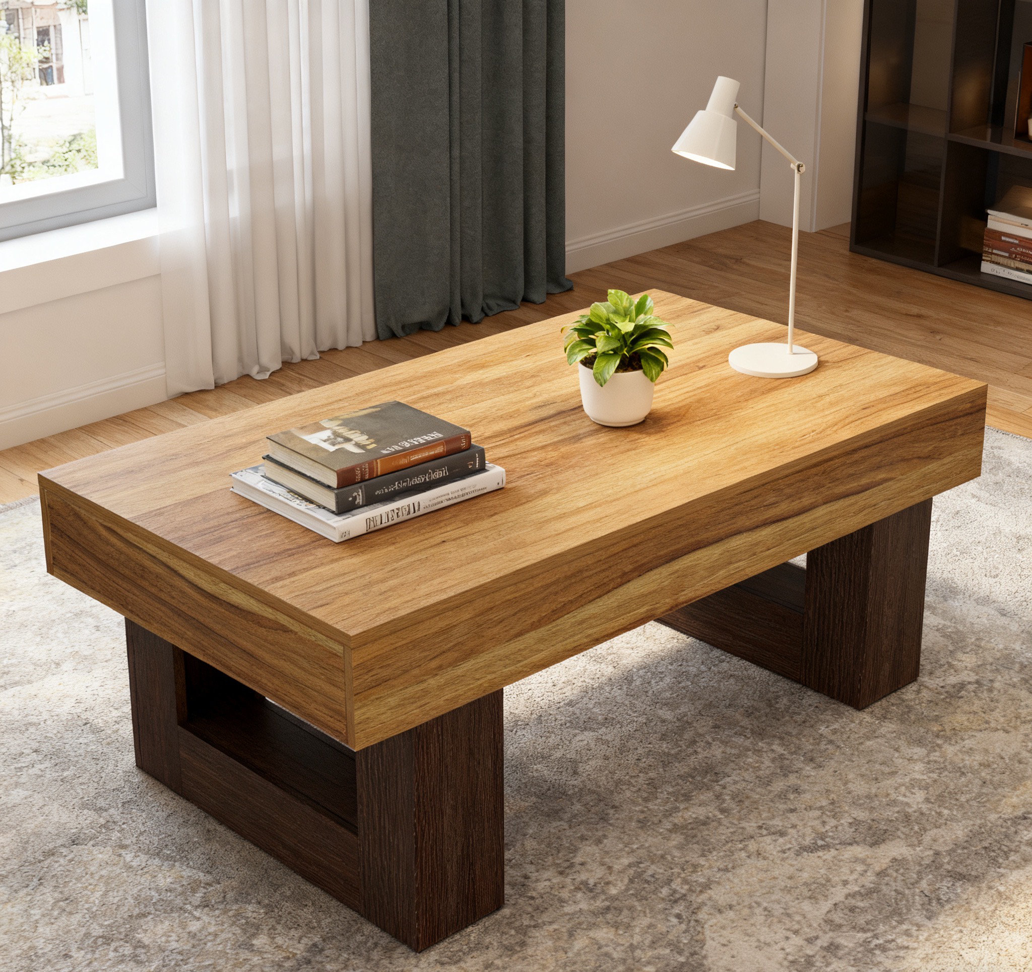 Bay Isle Home™ 42 Inch Wood Rectangular Coffee Table, All Mdf Farmhouse ...