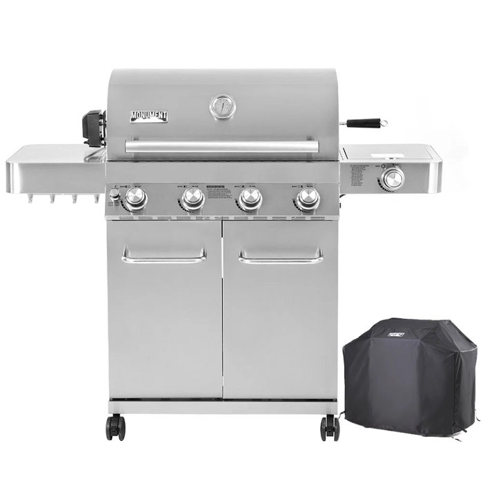 Monument Grills 17842 4-Burner Propane Gas Grill with Side Burner and ...