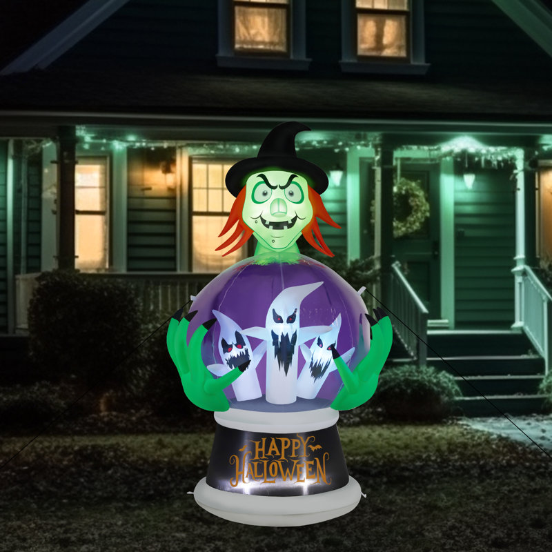 The Holiday Aisle® 5.9FT Witch's Crystal Ball Inflatable Halloween ...
