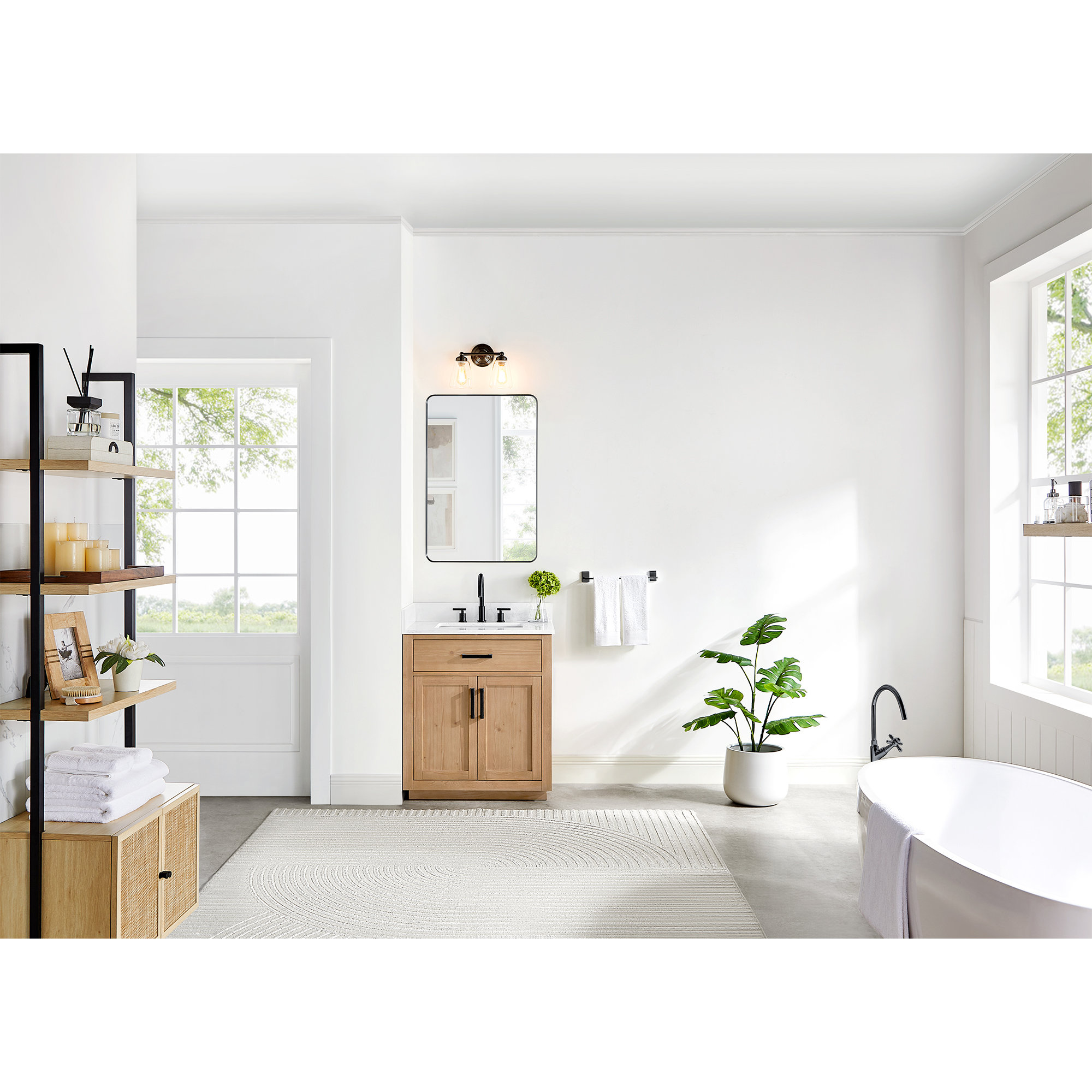 Latitude Run® Dejean 30" Single Bathroom Vanity in Light Brown with ...