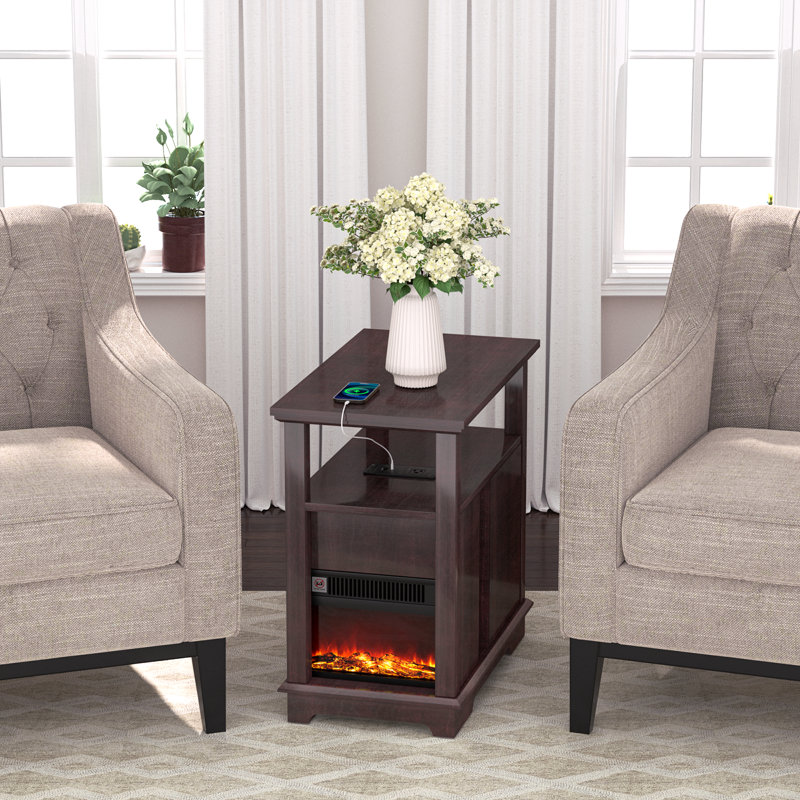 Wildon Home® Albaraa 23.6''Tall Electric Fireplace Heater End Table ...